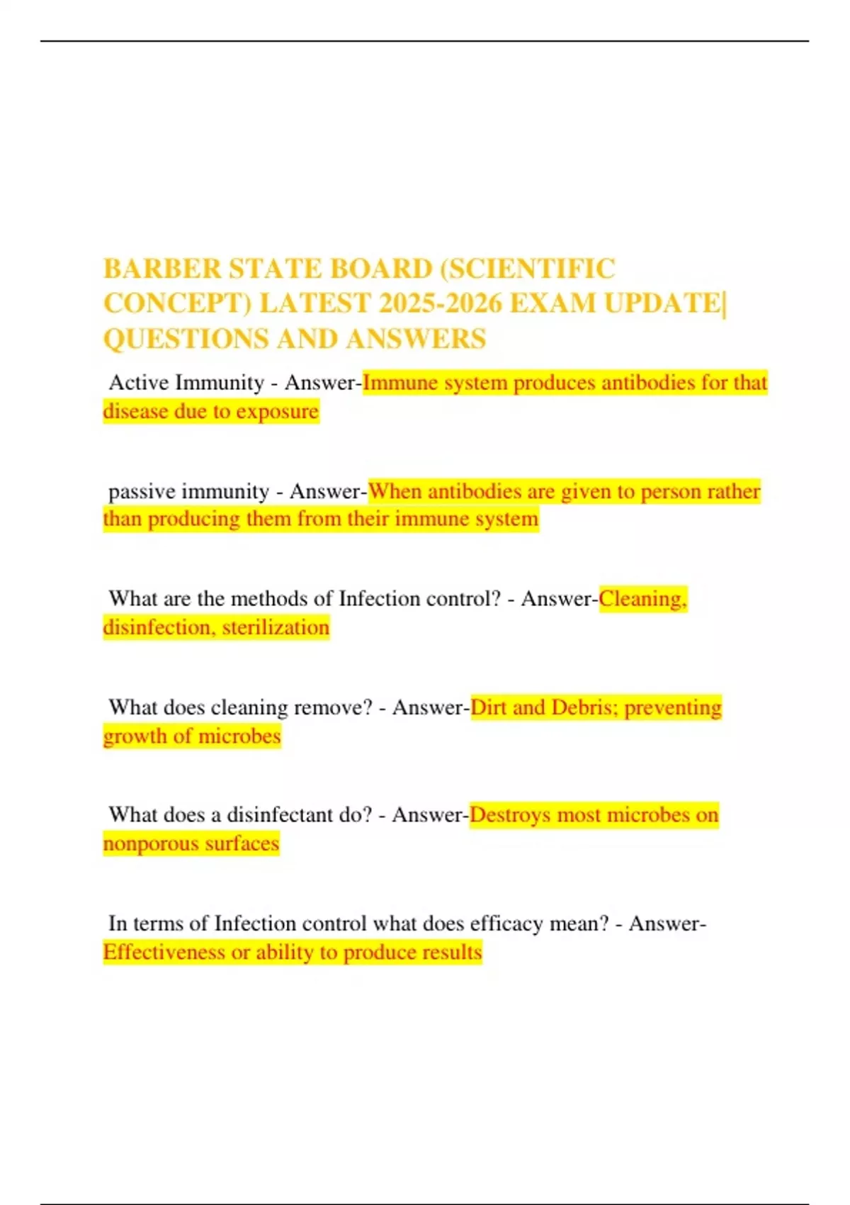 BARBER STATE BOARD (SCIENTIFIC CONCEPT) LATEST EXAM UPDATE| QUESTIONS ...