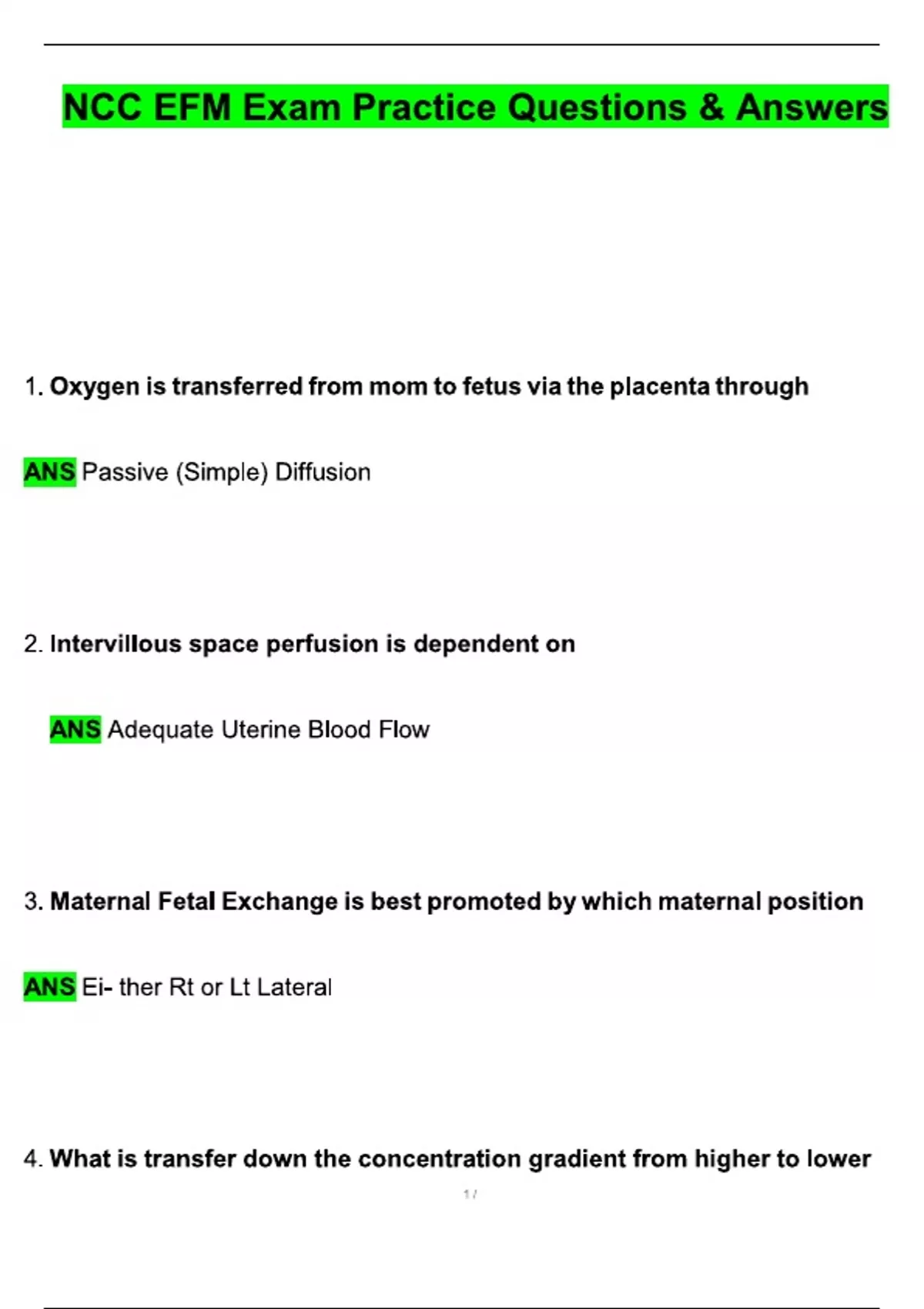 NCC EFM Practice Exam (Latest 2025 / 2026 Update) Questions and ...