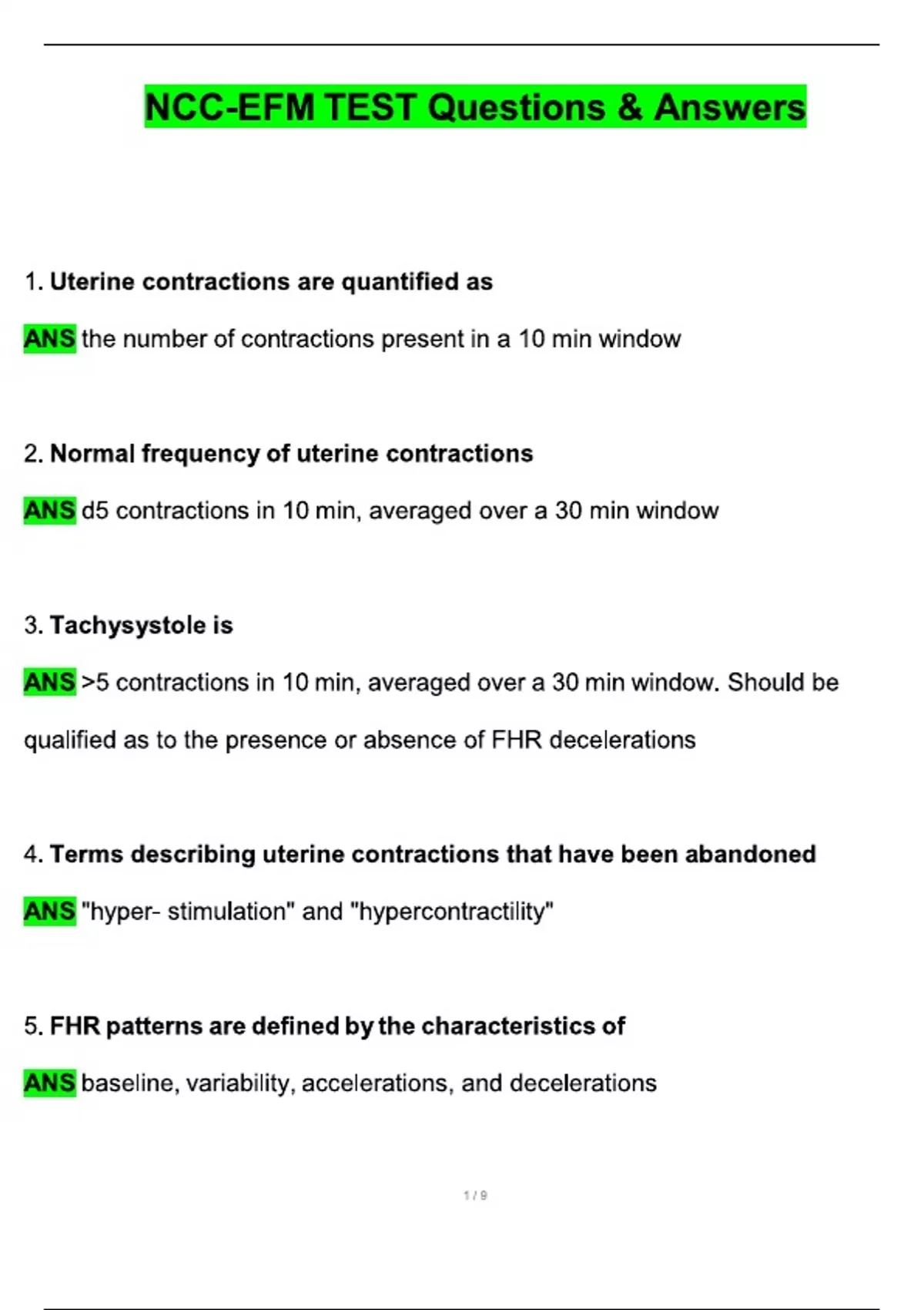 NCC EFM Test 2025 Questions & Verified Answers 100% Correct (2025 / ...