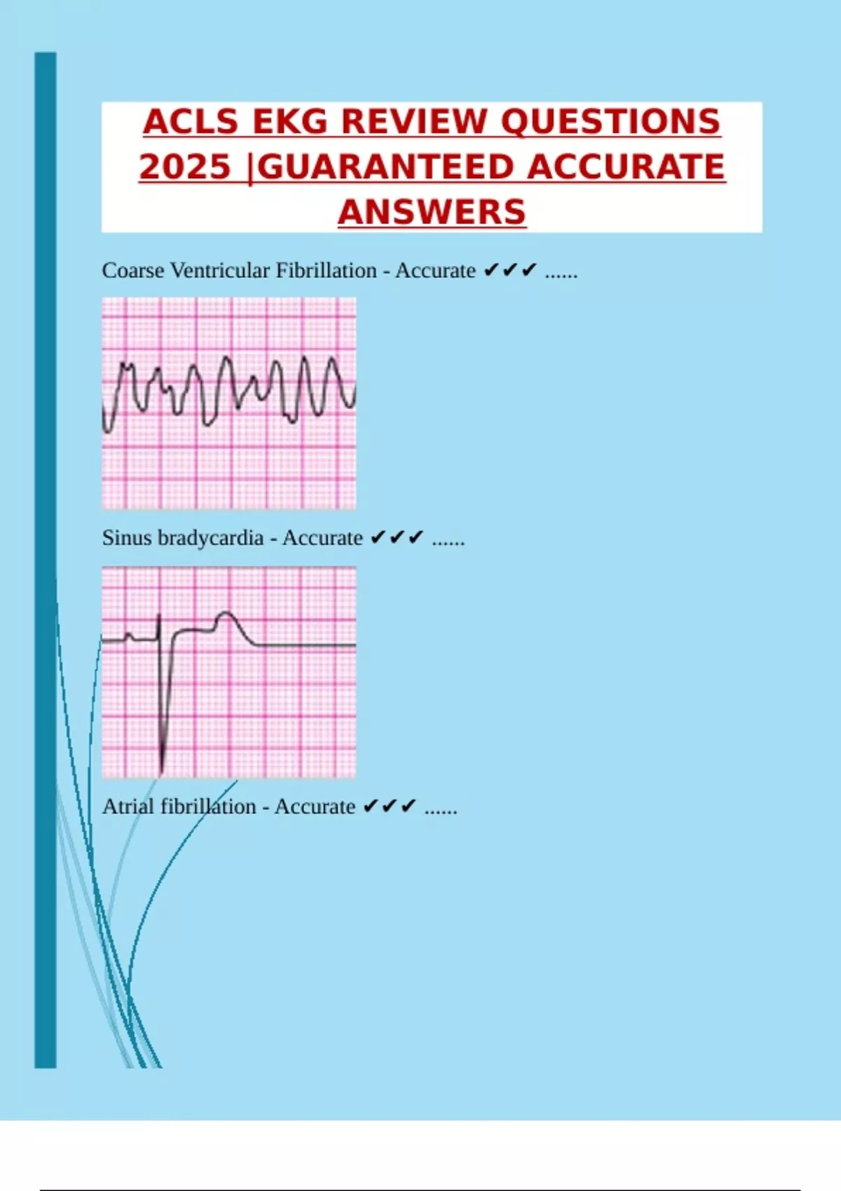 ACLS EKG REVIEW QUESTIONS 2025 |GUARANTEED ACCURATE ANSWERS - -ACLS ...