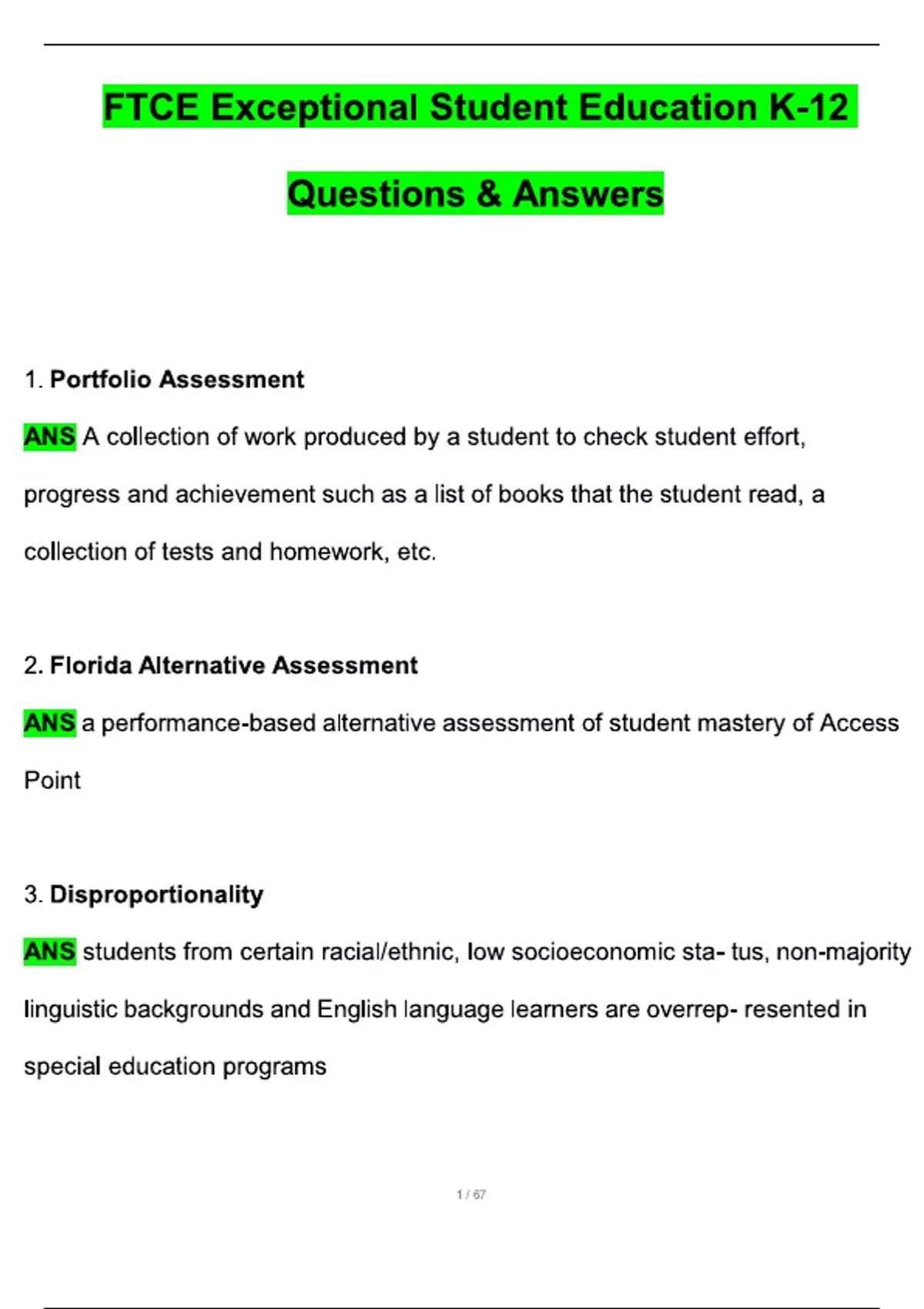 FTCE ESE Exceptional Student Education K-12 Exam (2025 / 2026 Update ...