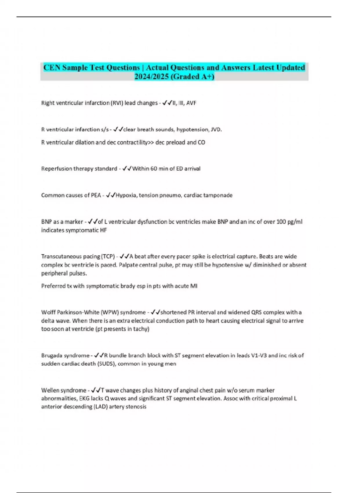 CEN Sample Test Questions | Actual Questions and Answers Latest Updated ...