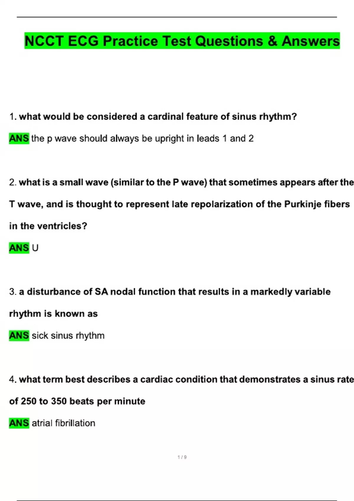 NCCT ECG Practice Test Actual 2025 Questions And Verified Answers ...