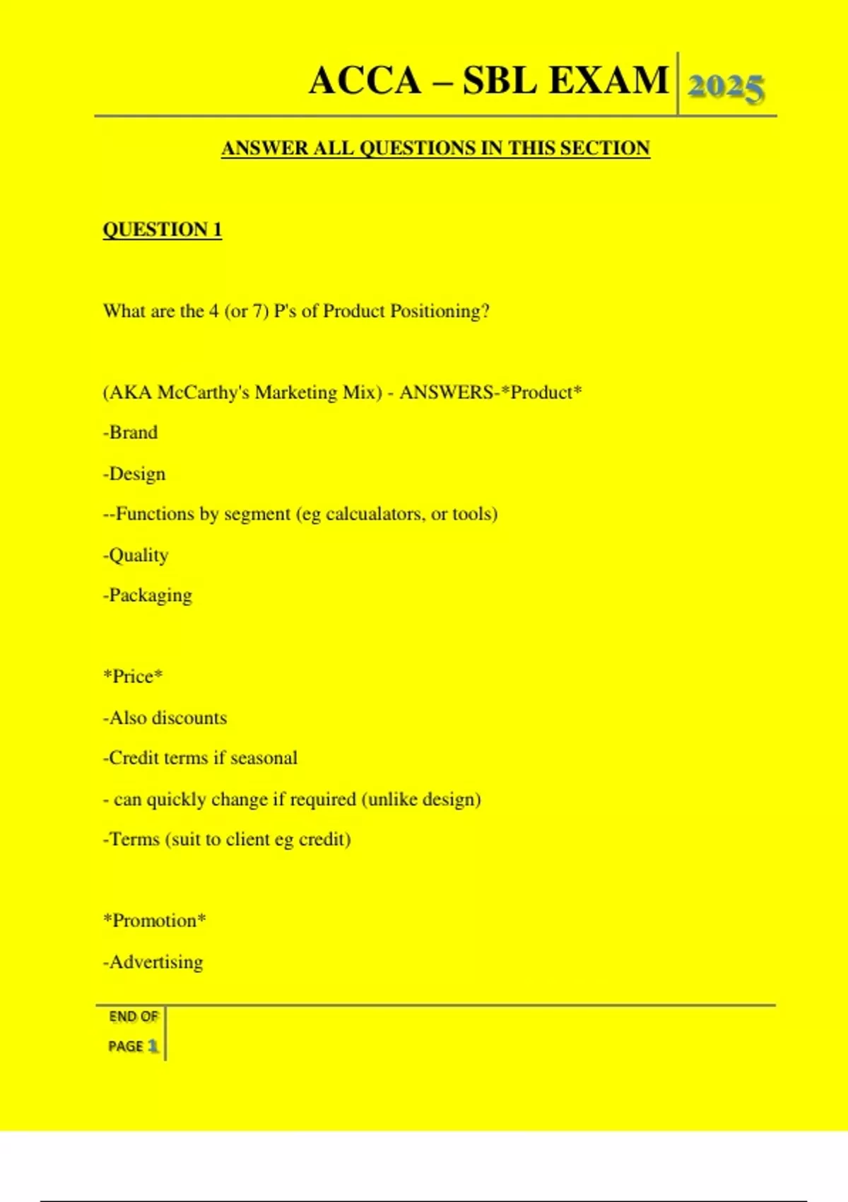 ACCA – SBL EXAM QUESTIONS AND ANSWERS 2025 - ACCA – SBL - Stuvia US