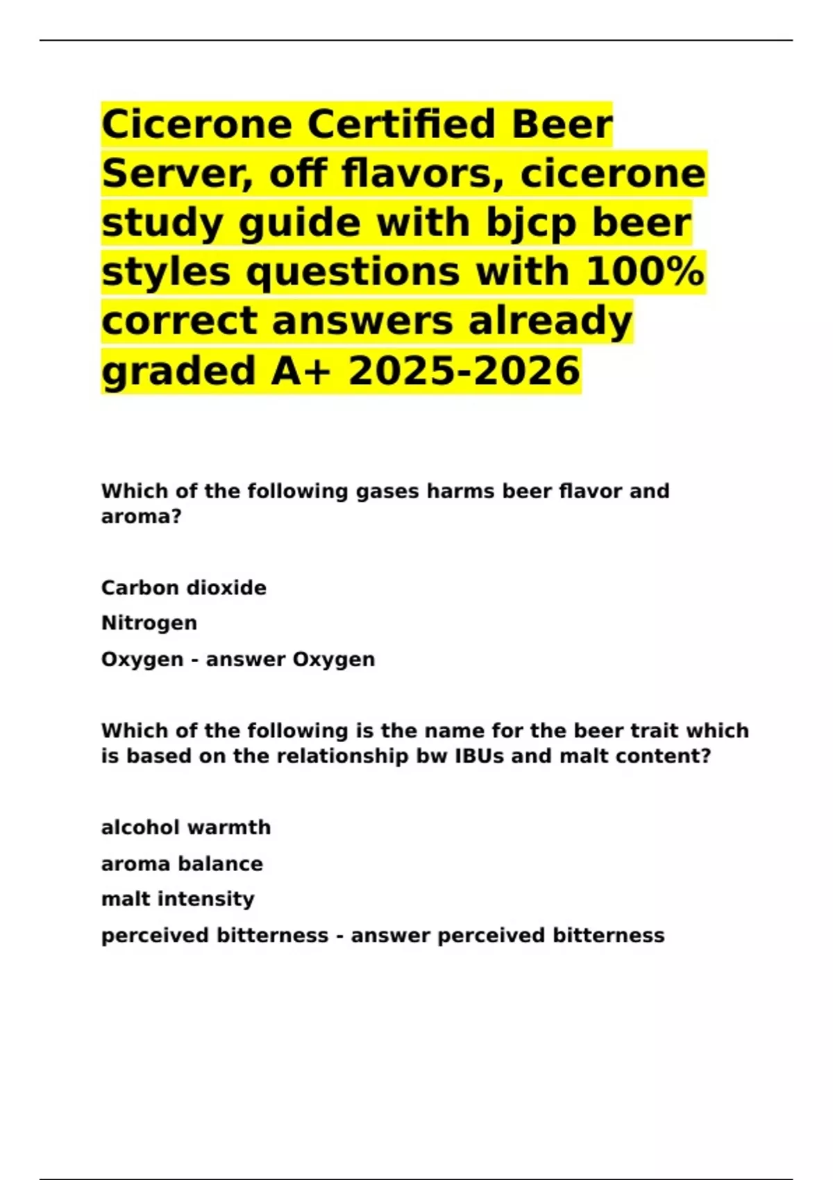 Cicerone Certified Beer Server, off flavors, cicerone study guide with ...