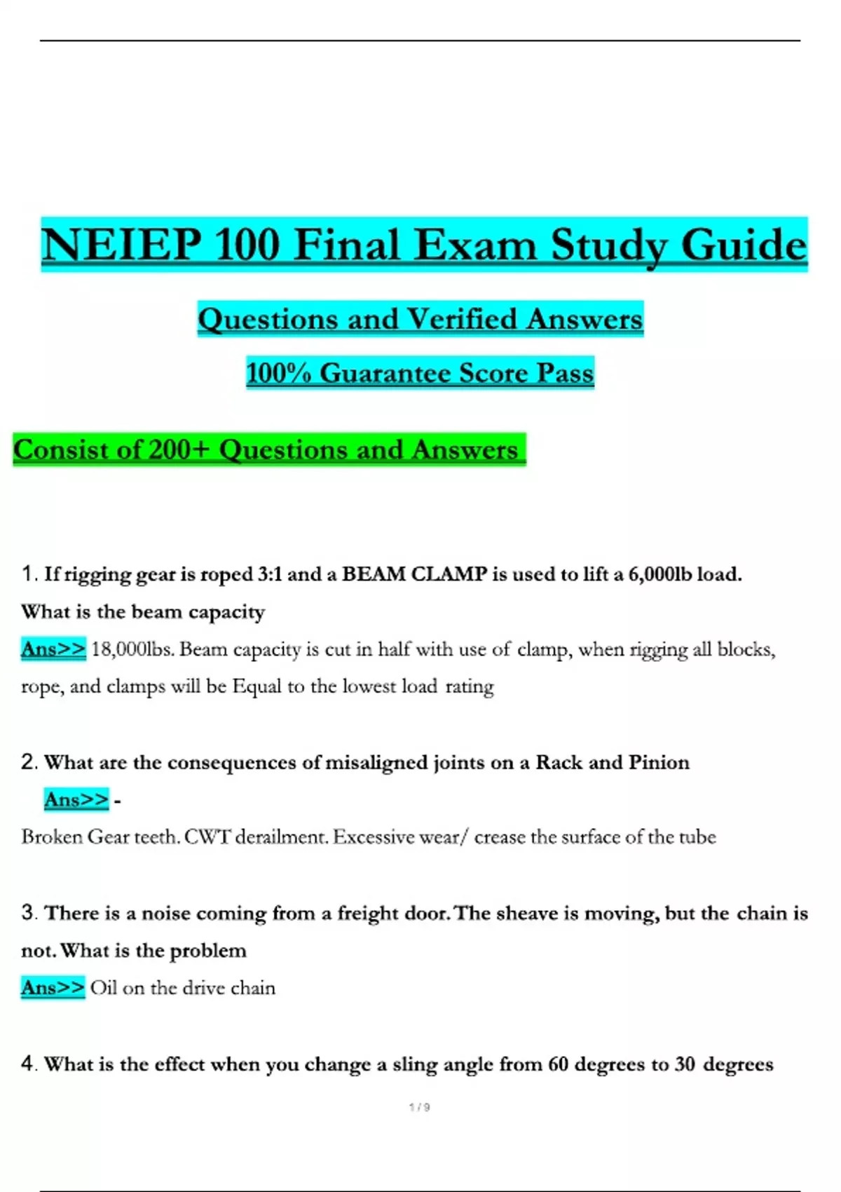 NEIEP 100 Final Exam Study Guide (2025 / 2026) Expected Questions with Revised Correct Answers ...