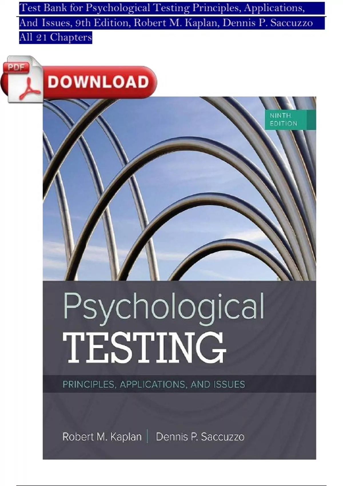TEST BANK For Psychological Testing: Principles, Applications, and ...