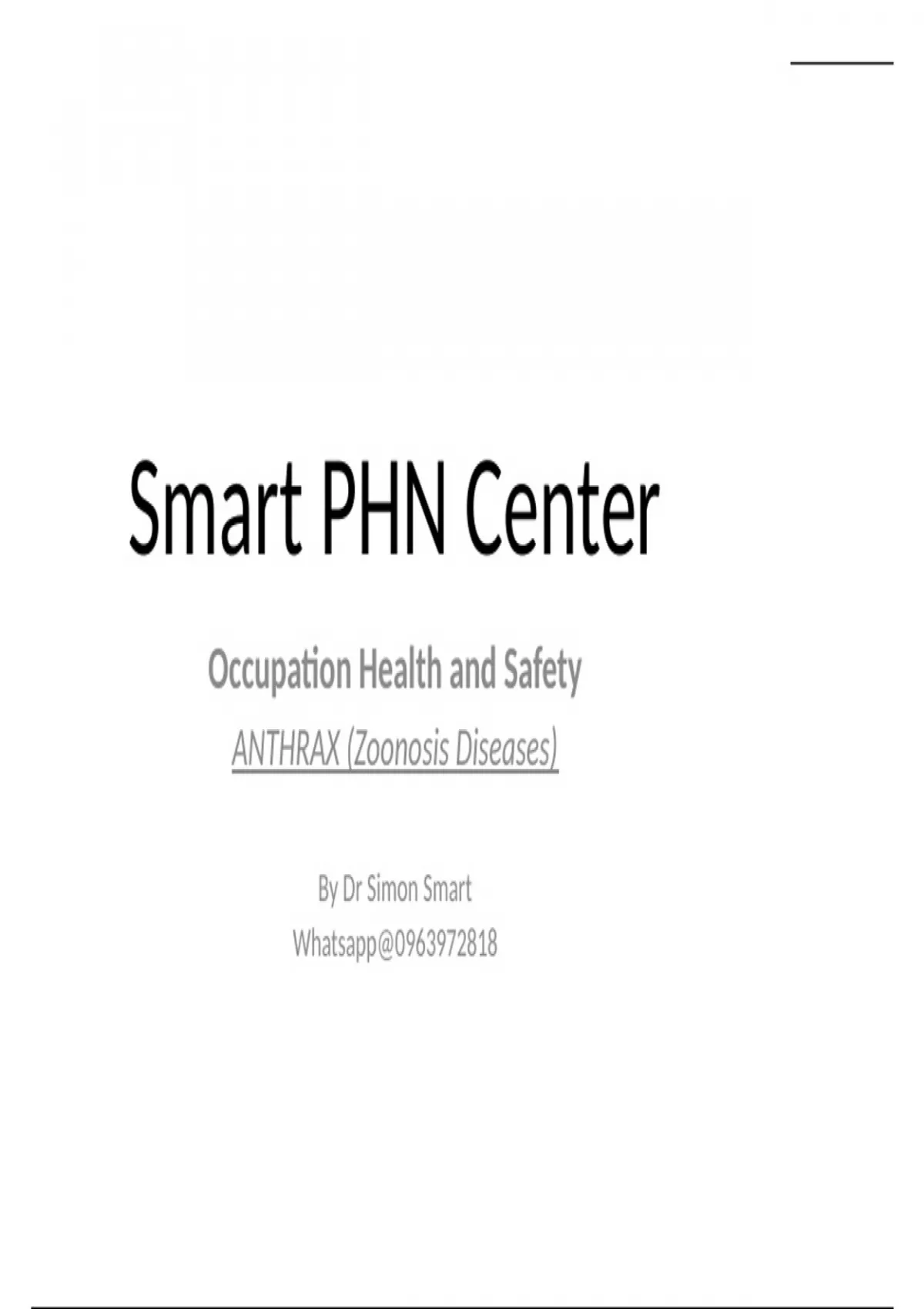 Zoonotic disease - Anthrax - OCC101 - Stuvia US