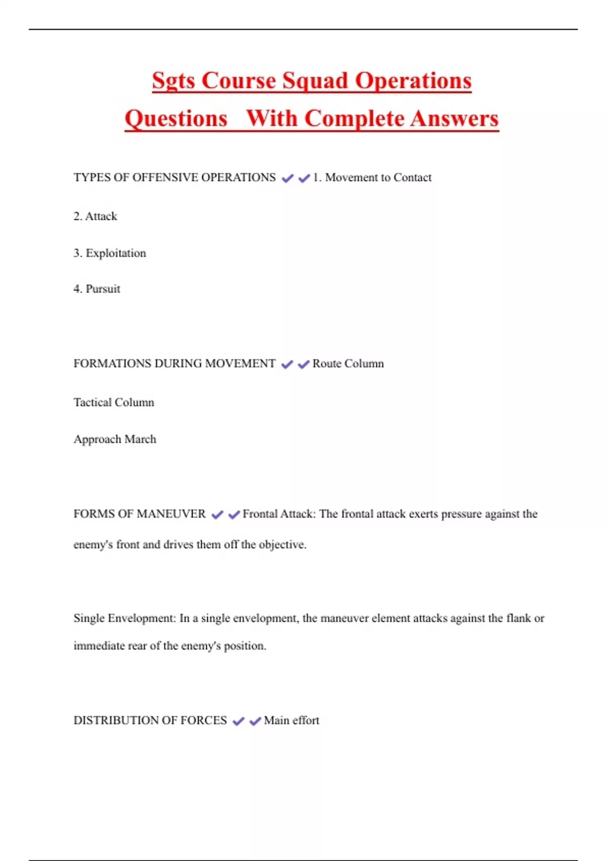 Sgts Course Squad Operations Questions With Complete Answers - Sgts ...