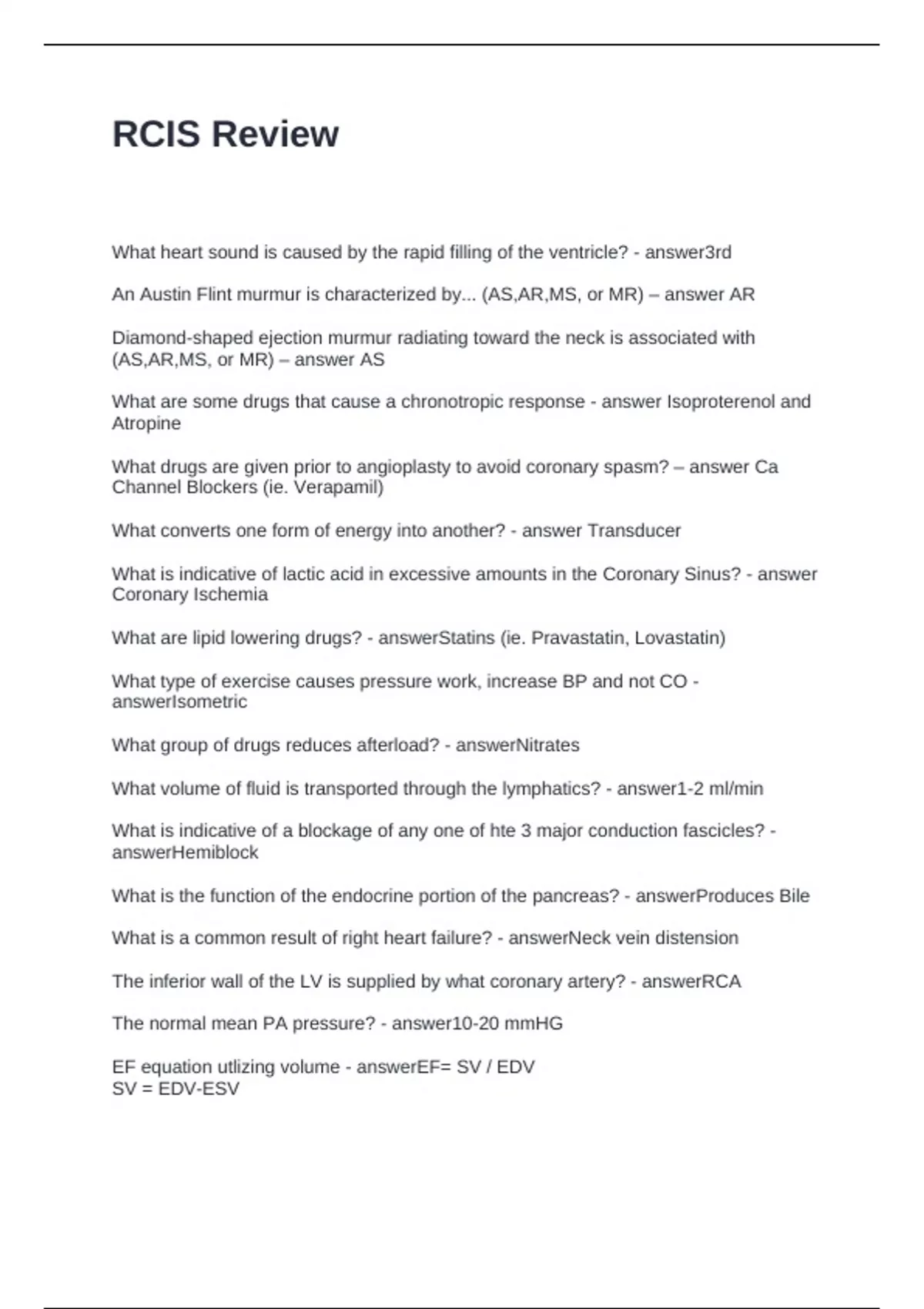 RCIS Review Questions and Answers 100% Correct - Rcis - Stuvia US