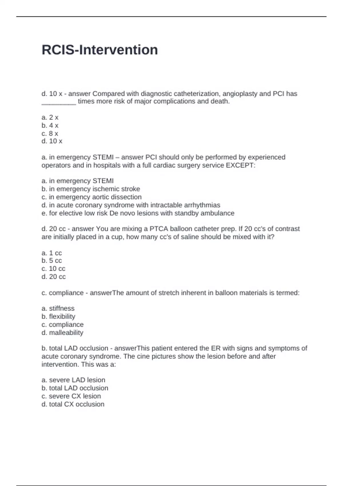 RCIS-Intervention Questions with Correct Answers - Rcis - Stuvia US