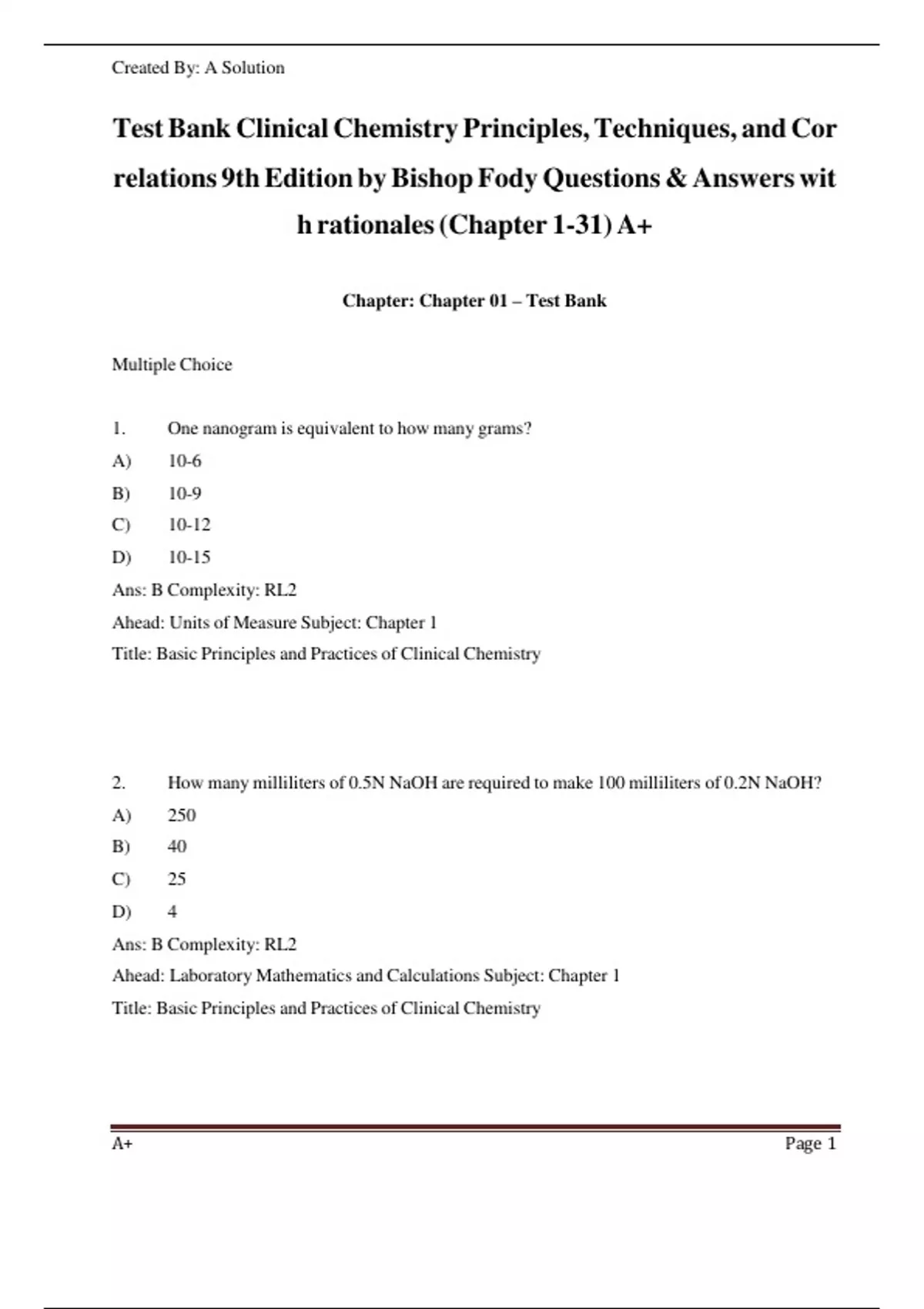 Test Bank for Chemical Principles, 4th Edition by Peter Atkins.pdf ...