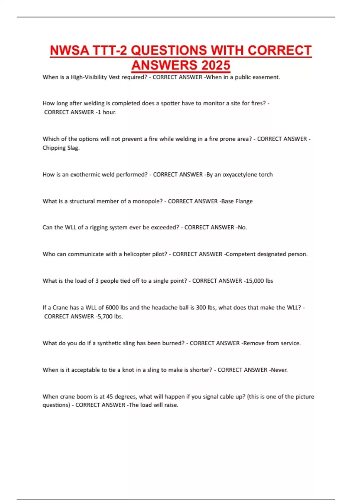 NWSA TTT-2 QUESTIONS WITH CORRECT ANSWERS 2025 - NWSA TTT - Stuvia US