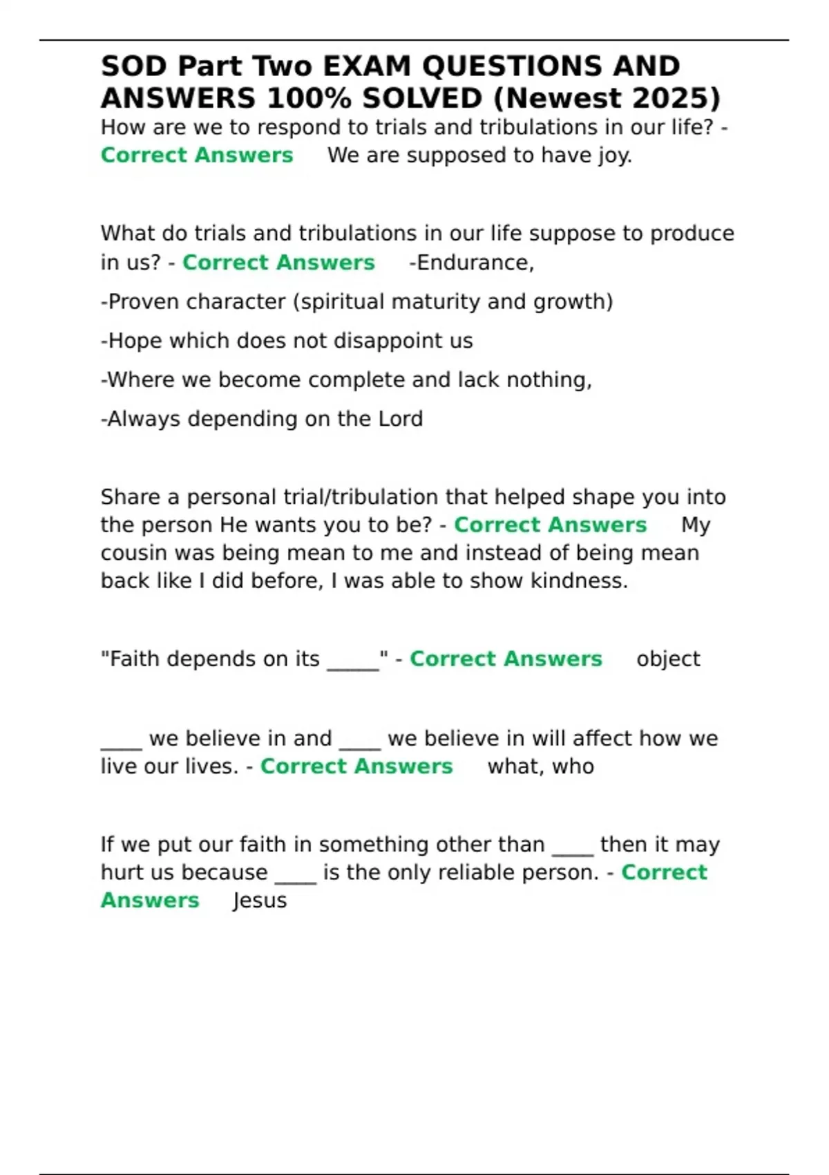 SOD Part Two EXAM QUESTIONS AND ANSWERS 100- SOLVED (Newest 2025 - SOD ...