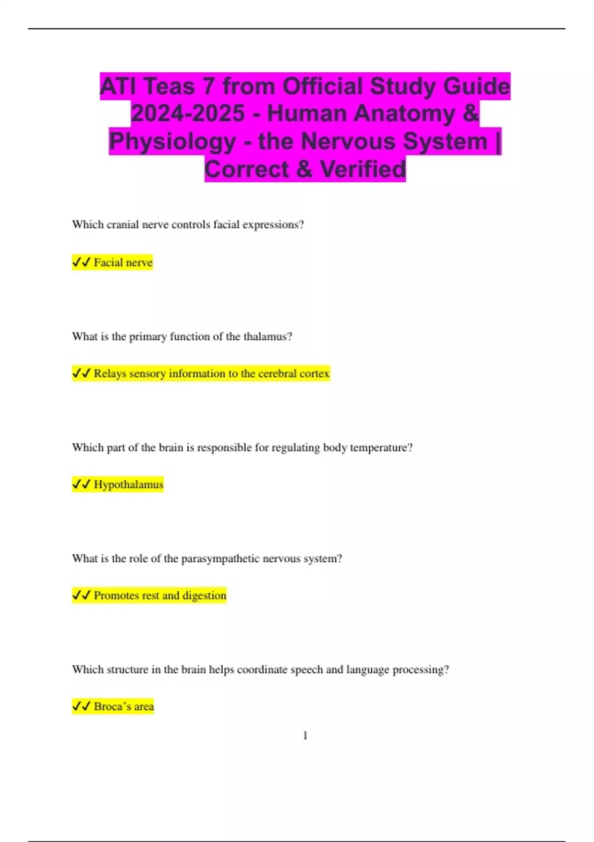 ATI Teas 7 from Official Study Guide - Human Anatomy & Physiology - the ...