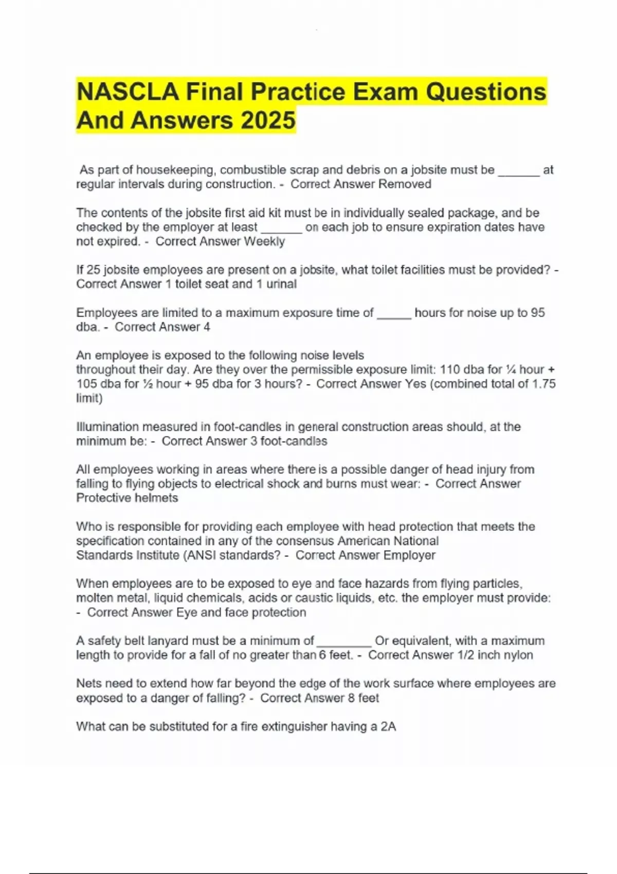 NASCLA Final Practice Exam Questions And Answers 2025 - Nascla - Stuvia US