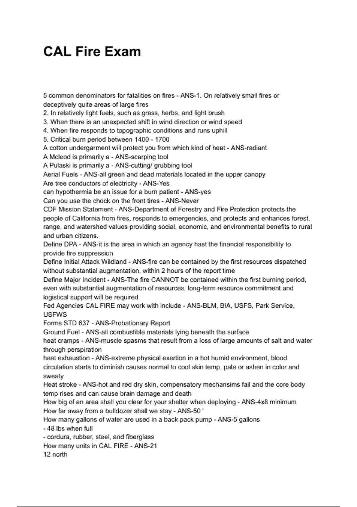 CAL Fire Exam Questions And Answers 2025/2026 Newest update already ...