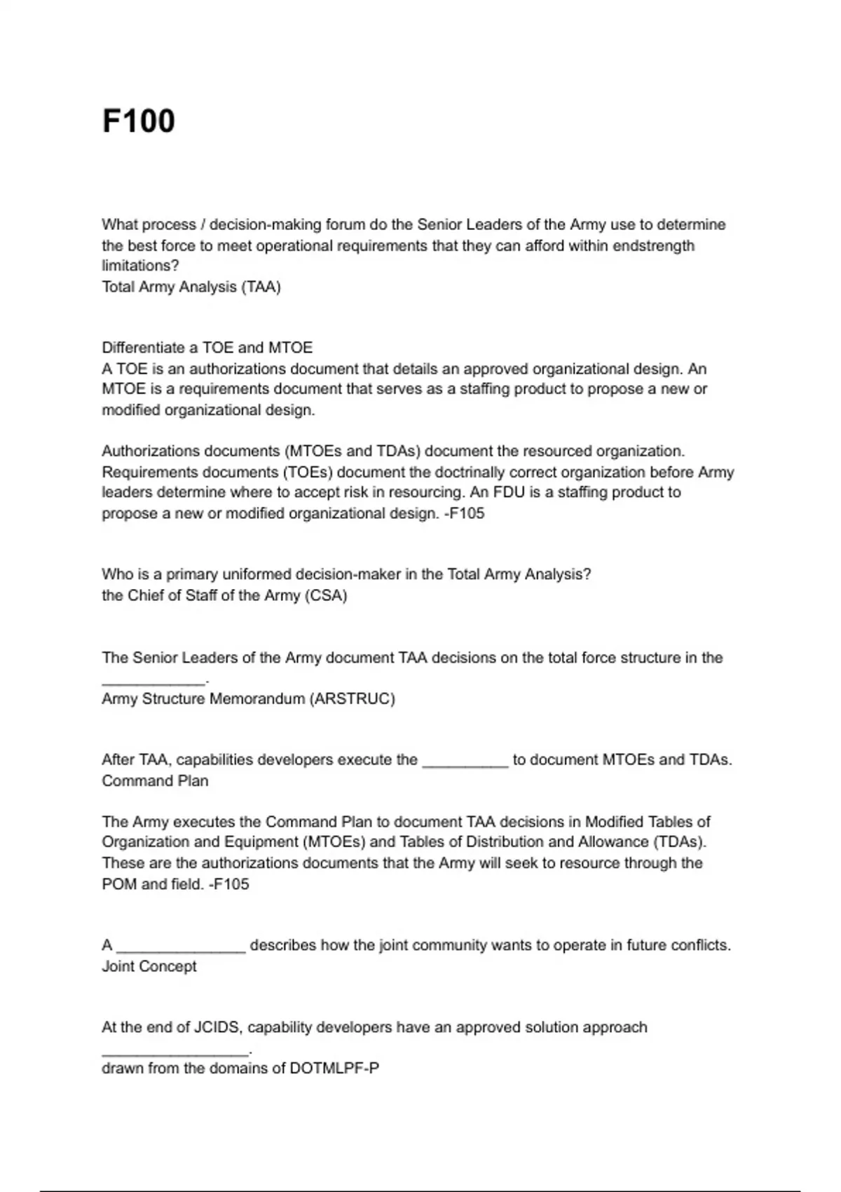 F100 Questions And Answers 2025/2026 Newest update already graded A+ ...