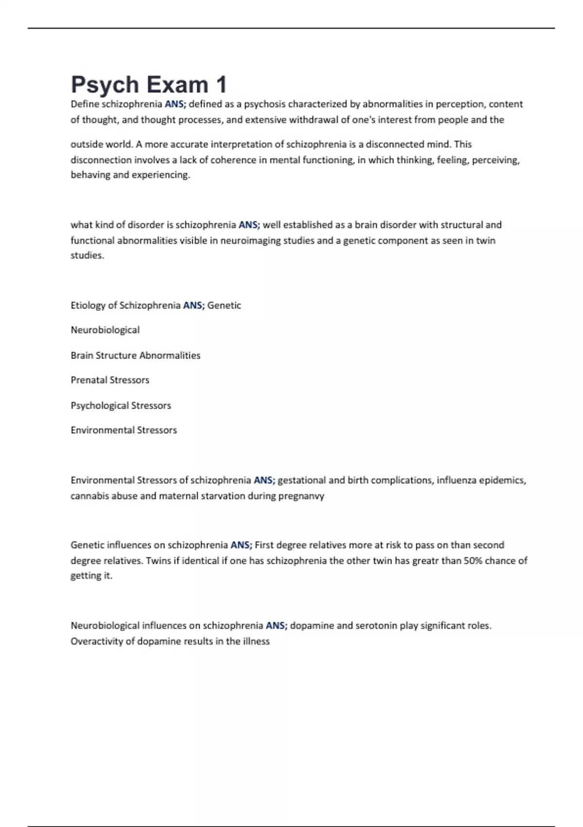 Psych Exam 1 Questions And Answers 2025/2026 - Psych - Stuvia US