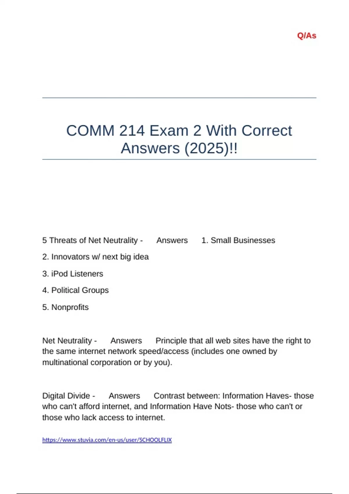 COMM 214 Exam 2 With Correct Answers (2025)!! - Comm 214 - Stuvia US