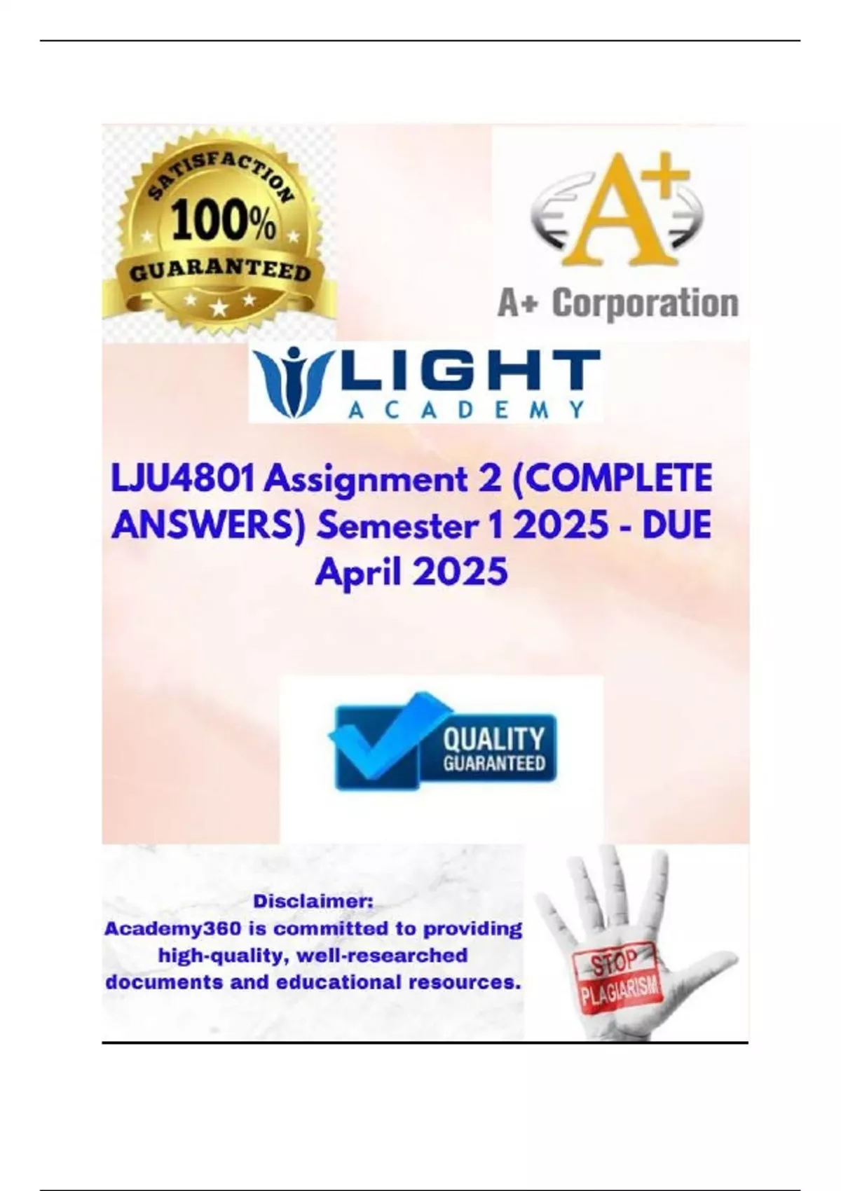 LJU4801 Assignment 2 (COMPLETE ANSWERS) Semester 1 2025 - DUE April 2025; 100% TRUSTED Complete ...