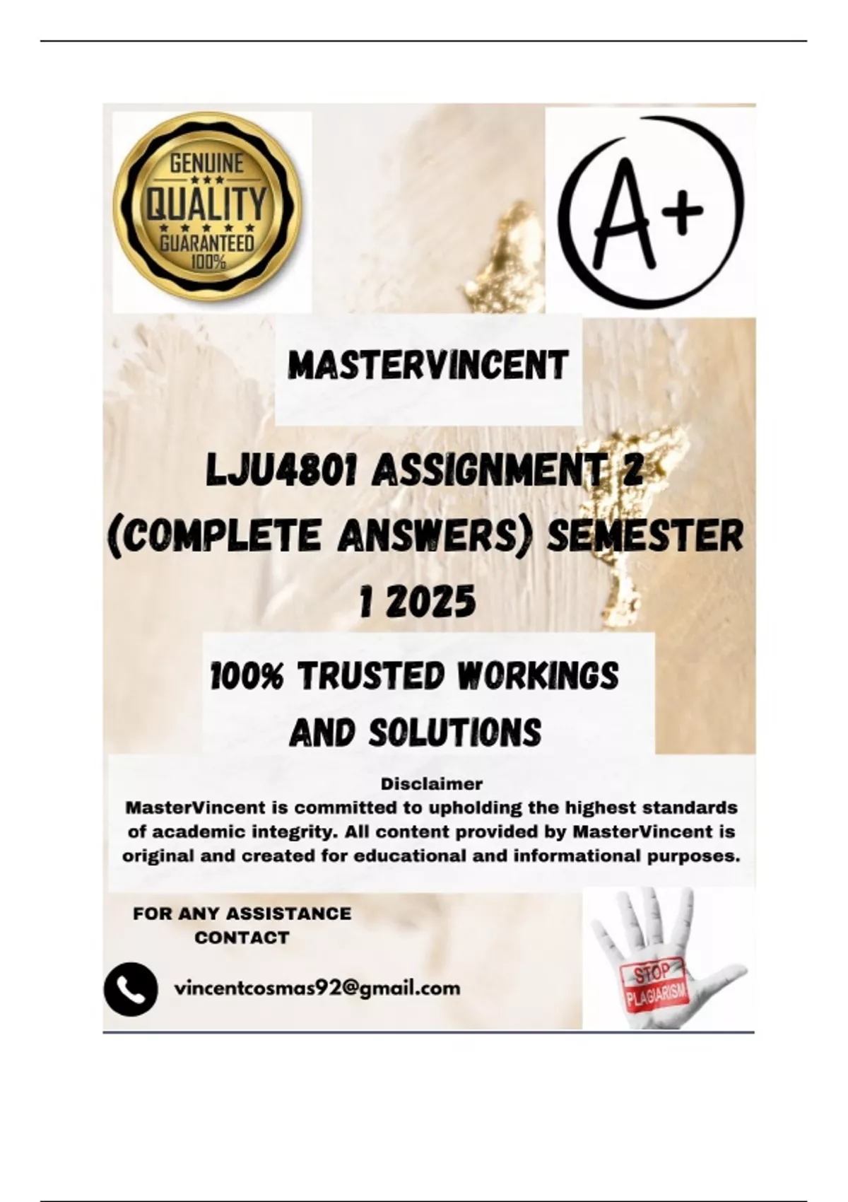 LJU4801 Assignment 2 (COMPLETE ANSWERS) Semester 1 2025 - DUE April 2025; 100% Correct solutions ...