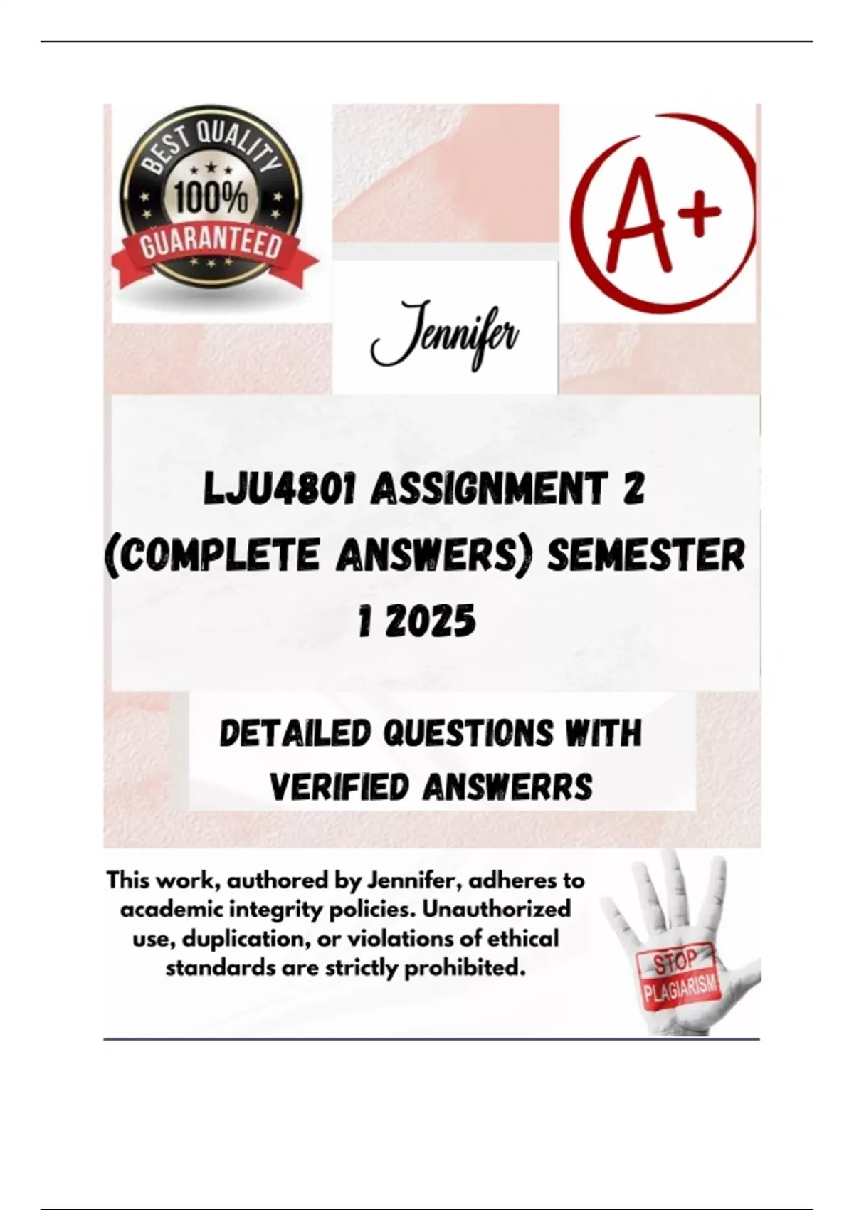 LJU4801 Assignment 2 (COMPLETE ANSWERS) Semester 1 2025 - DUE April 2025; 100% Correct solutions ...