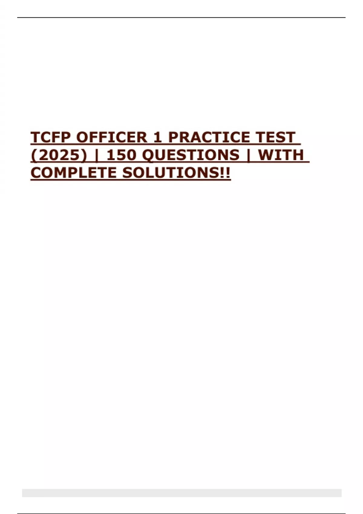 TCFP OFFICER 1 PRACTICE TEST (2025) | 150 QUESTIONS | WITH COMPLETE ...