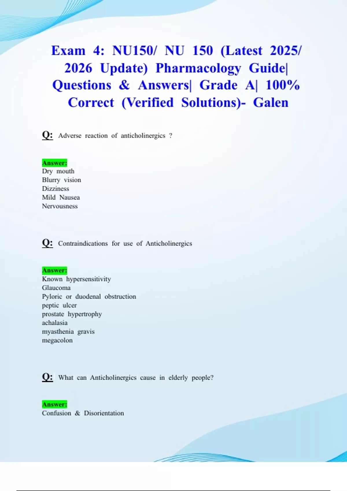 Exam 3 & Exam 4: NU150/ NU 150 (Latest 2025/ 2026 Updates STUDY BUNDE ...