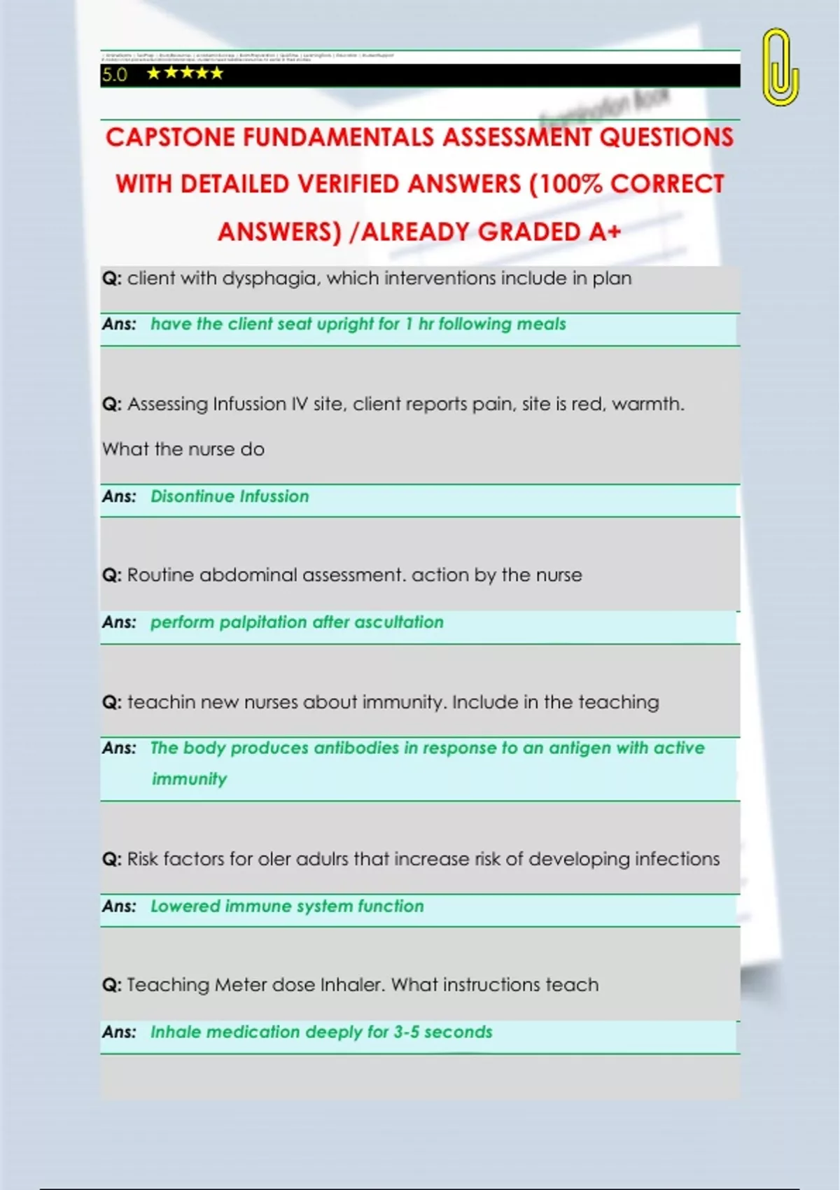 CAPSTONE FUNDAMENTALS ASSESSMENT QUESTIONS WITH DETAILED VERIFIED ...