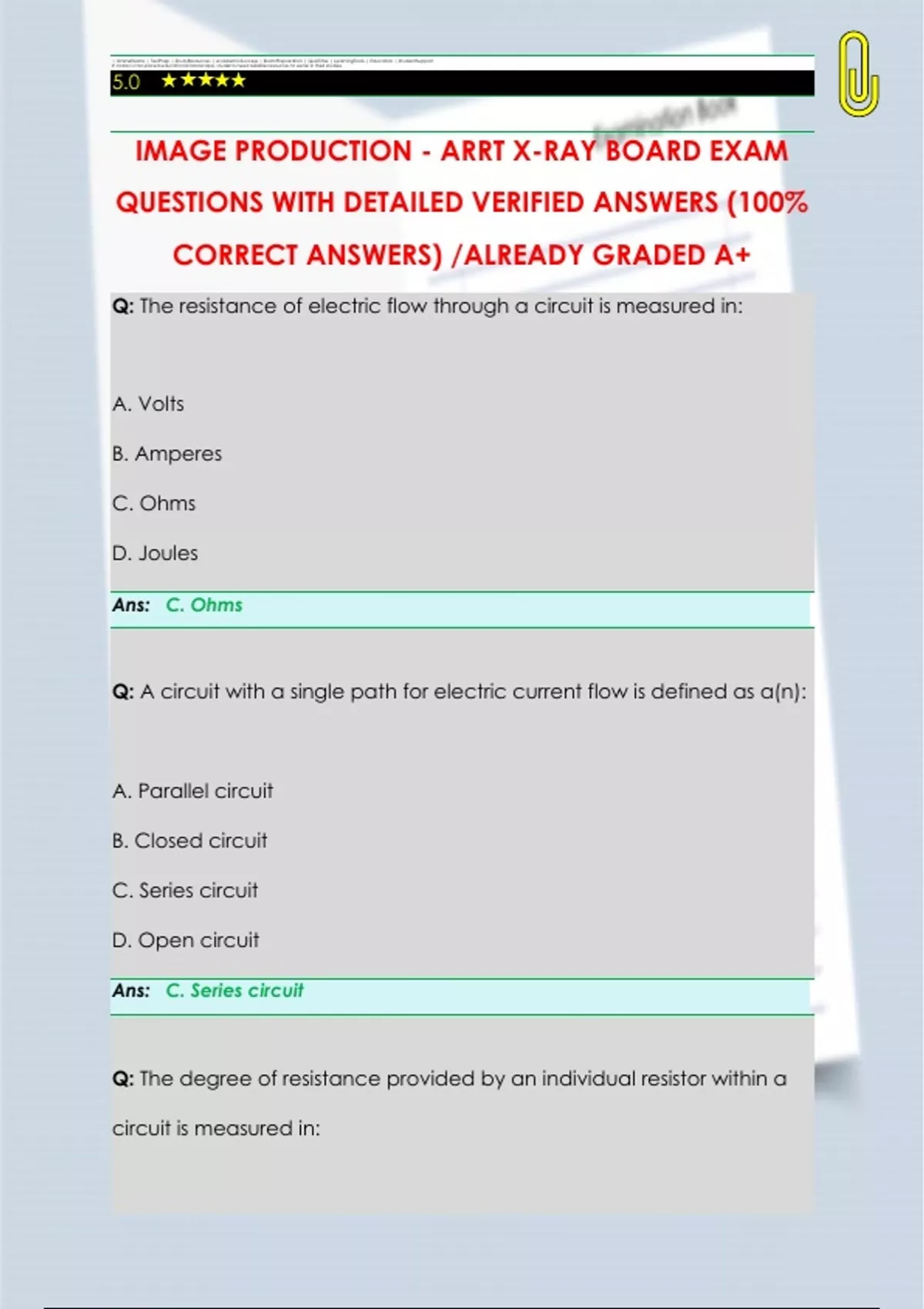 IMAGE PRODUCTION - ARRT X-RAY BOARD EXAM QUESTIONS WITH DETAILED ...