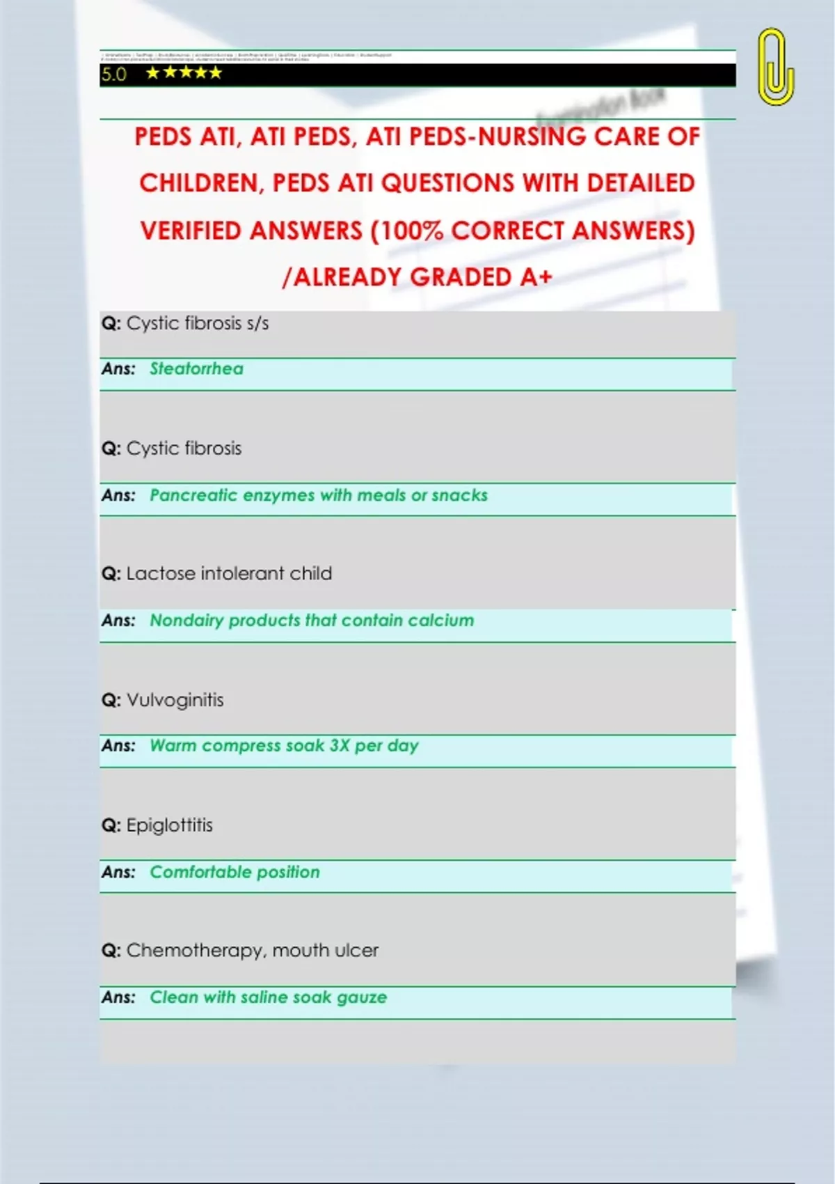 PEDS ATI, ATI PEDS, ATI PEDS-NURSING CARE OF CHILDREN, PEDS ATI ...