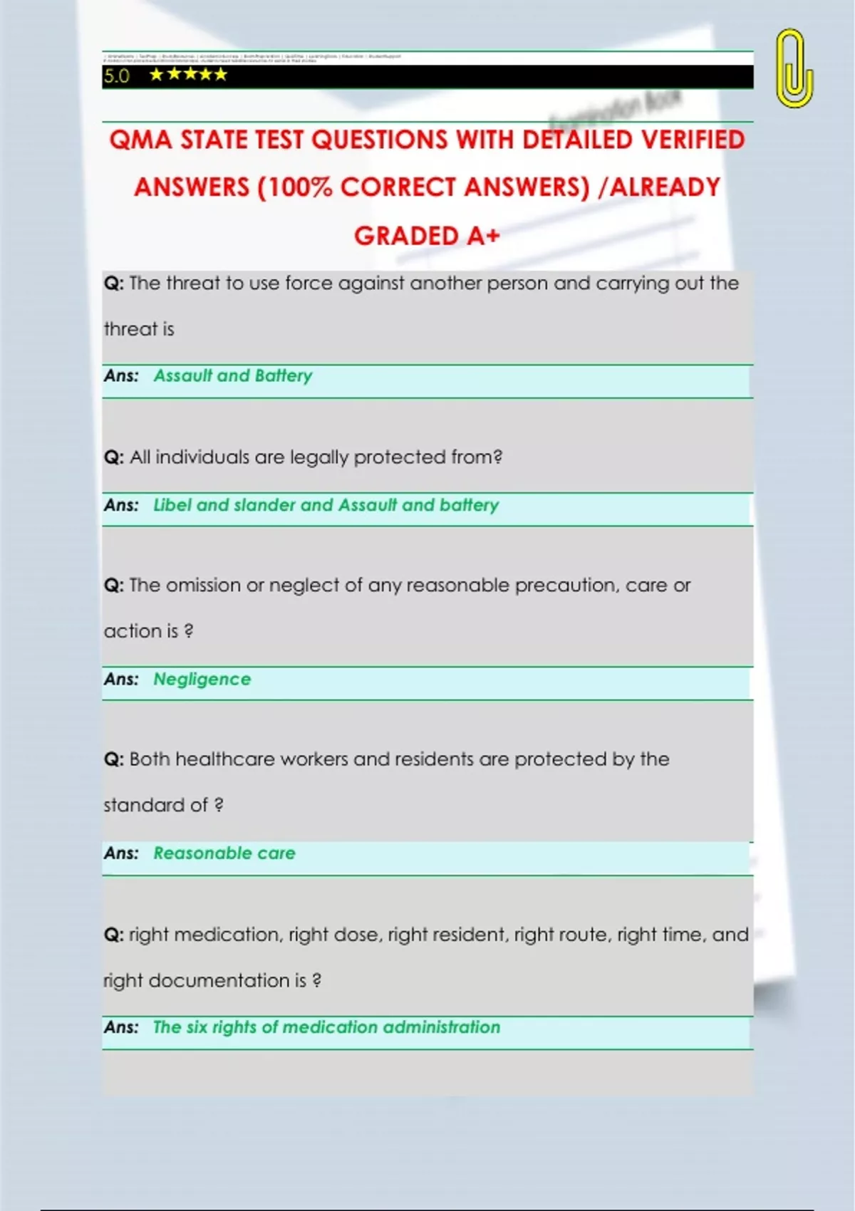 QMA STATE TEST QUESTIONS WITH DETAILED VERIFIED ANSWERS (100% CORRECT ...