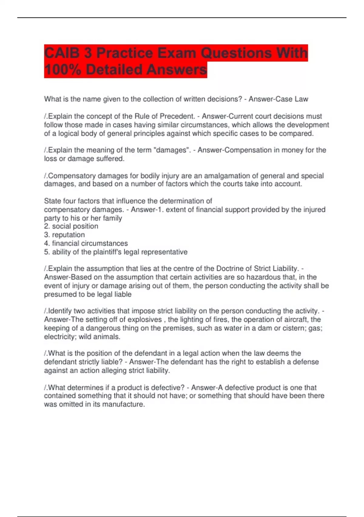 CAIB 3 Practice Exam Questions With 100% Detailed Answers - CAIB 3 ...