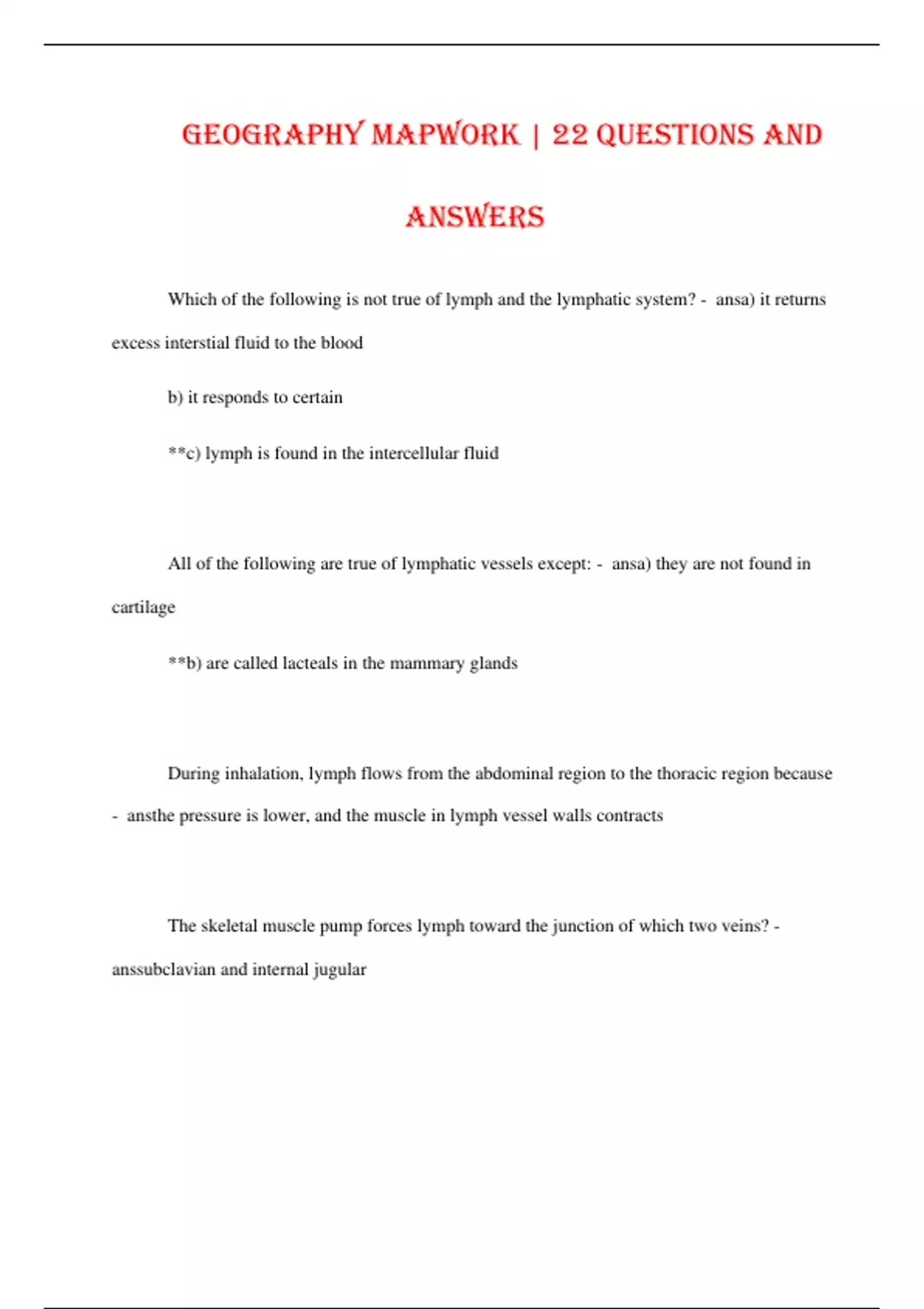 Geography Mapwork | 22 Questions and Answers - GEO - Stuvia US