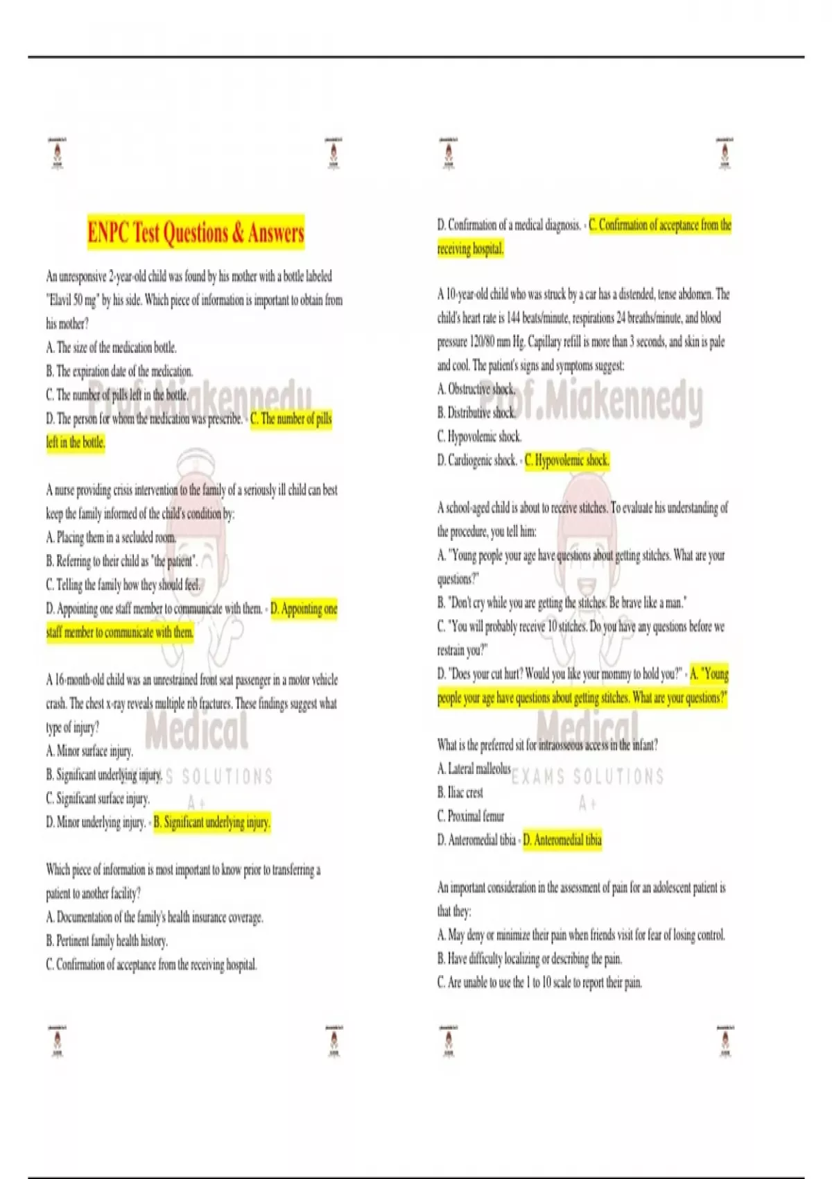 ENPC Test Questions & Answers Updated 2025 - ENPC - Stuvia US