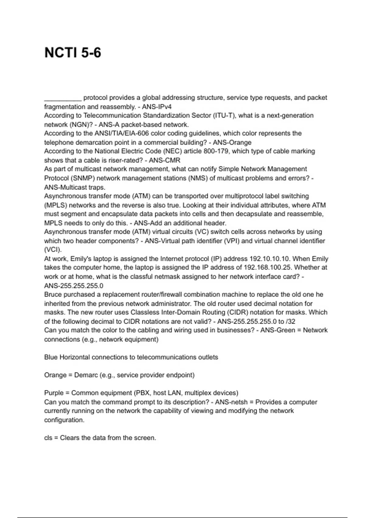 NCTI 5-6 Questions And Answers 2025/2026 Newest update already graded A+ - NCTI Progression ...