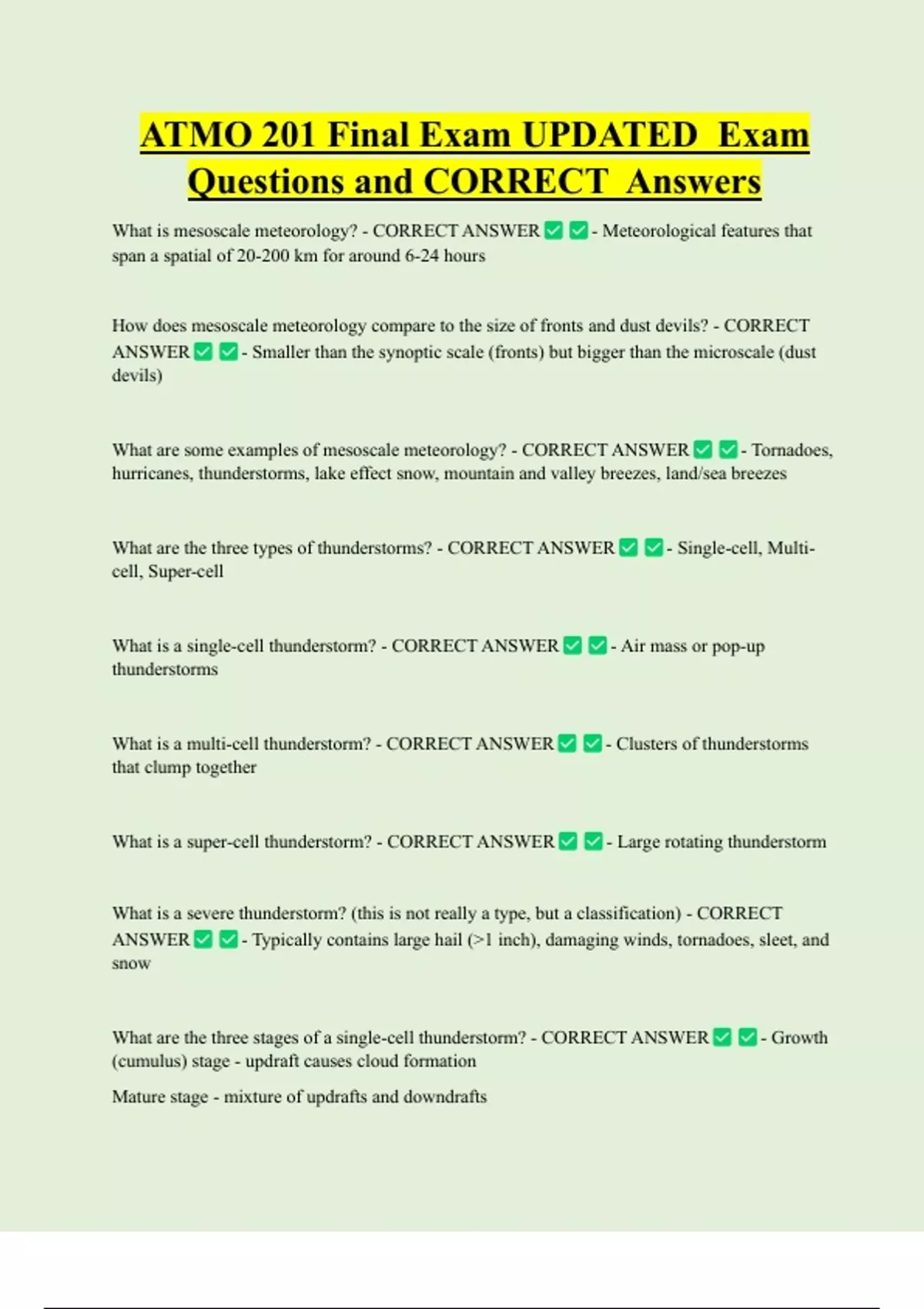 ATMO 201 Final Exam UPDATED Exam Questions and CORRECT Answers - ATMO ...