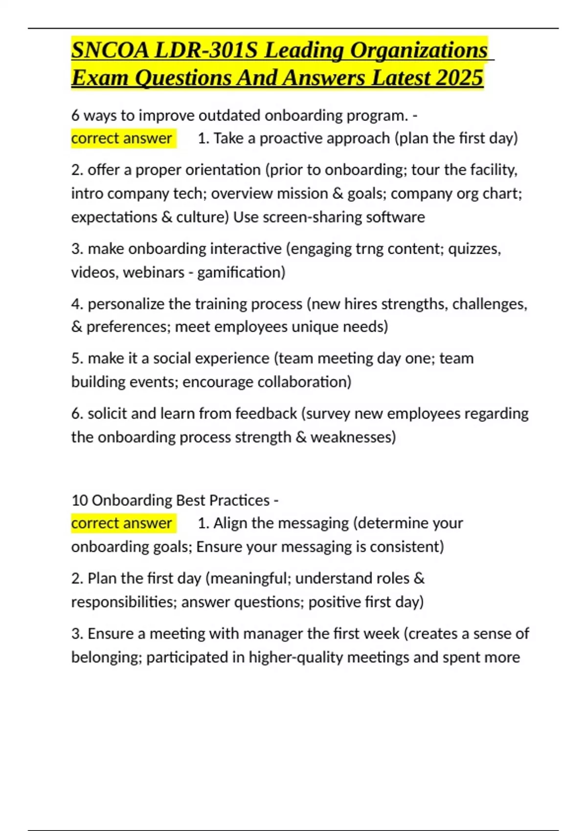 SNCOA LDR-301S Leading Organizations Exam Questions And Answers Latest ...