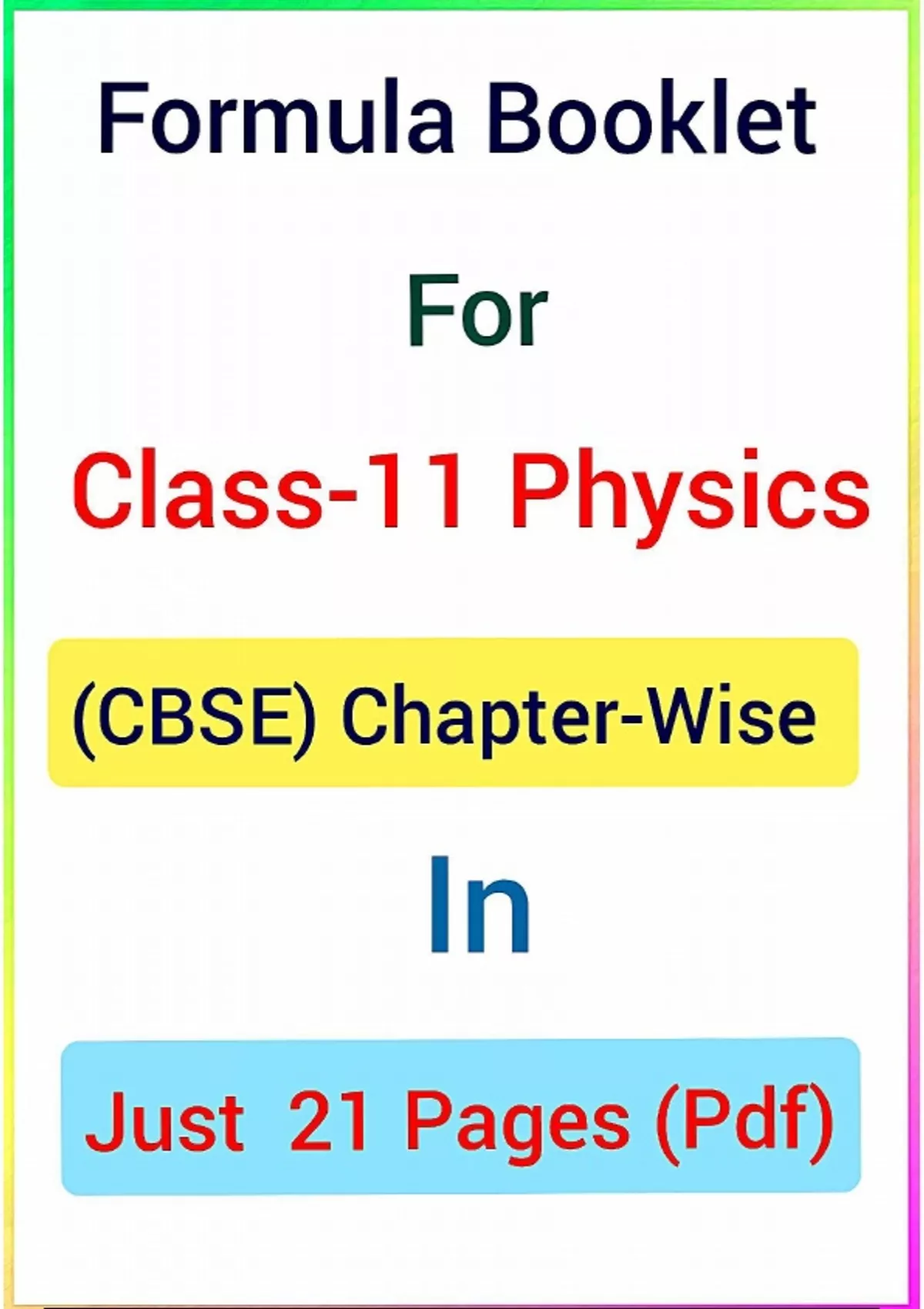 Summary Complete Formula Booklet For Class-11 Physics (CBSE) Chapter ...