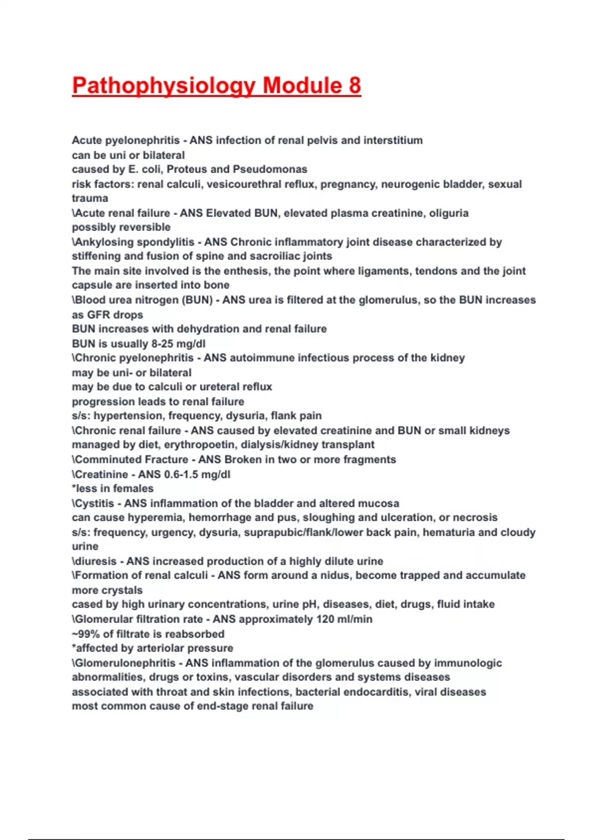 Pathophysiology Module 8 Exam 2025/2026 Questions With Completed ...