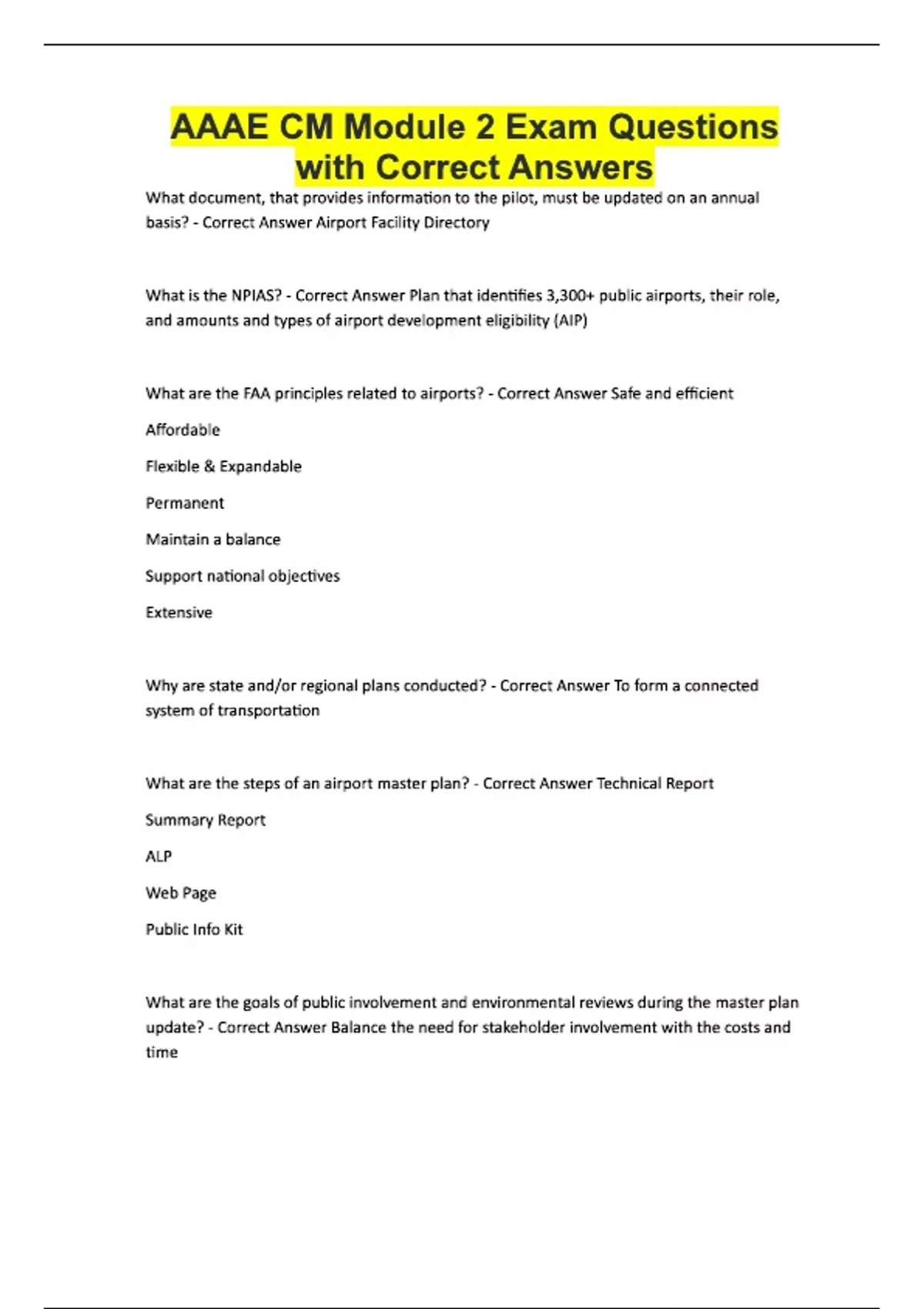 AAAE CM Module 2 Exam Questions with Correct Answers - Certified Member AAAE - Stuvia US