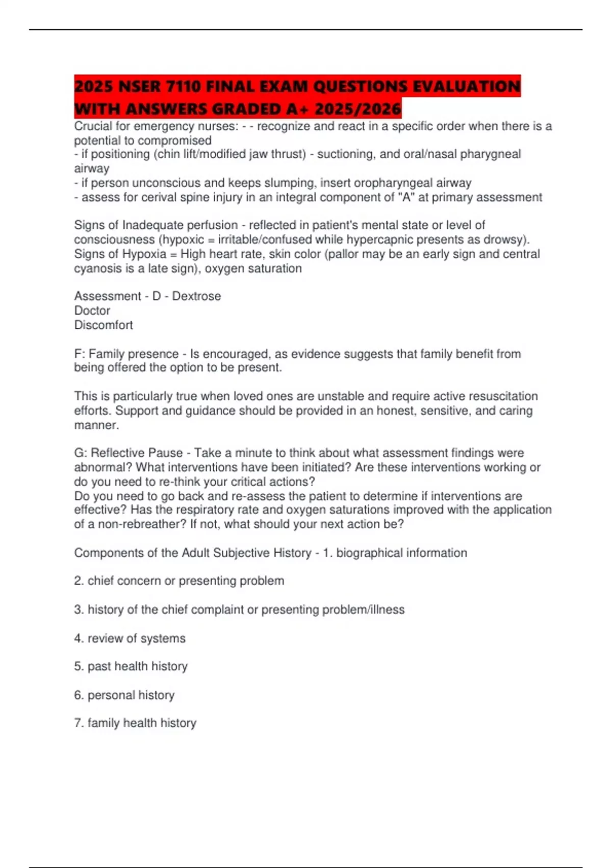 2025 NSER 7110 FINAL EXAM QUESTIONS EVALUATION WITH ANSWERS GRADED A+ ...