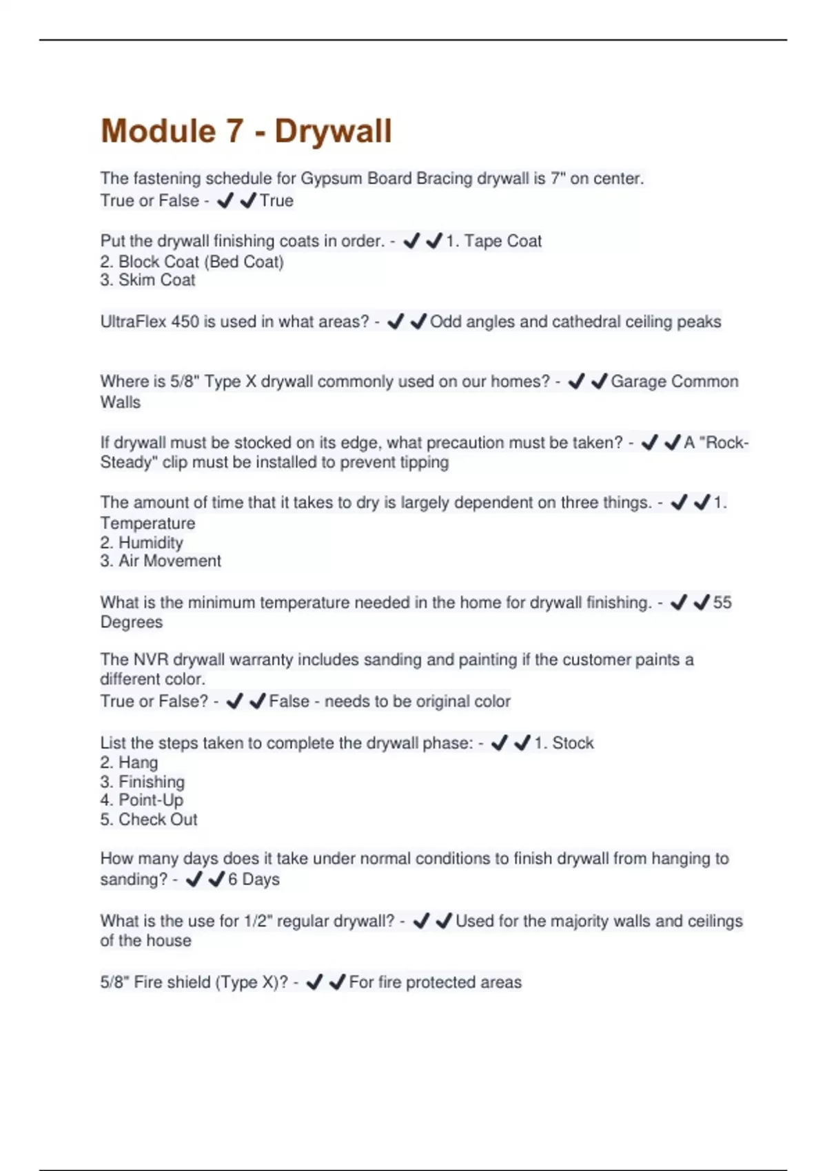 Module 7 - Drywall Questions With 100% Verified Solutions!! - Module 7 ...