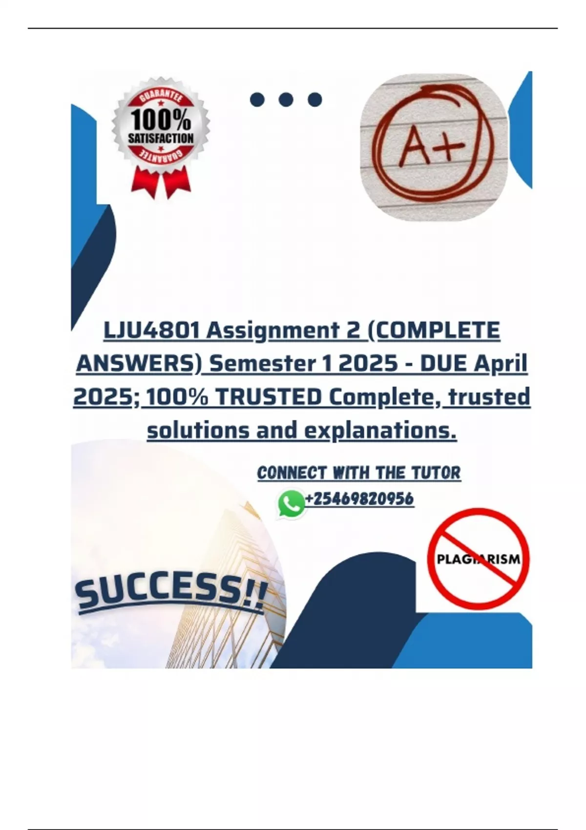 LJU4801 Assignment 2 (COMPLETE ANSWERS) Semester 1 2025 - DUE April 2025 - LJU4801 - Stuvia SA