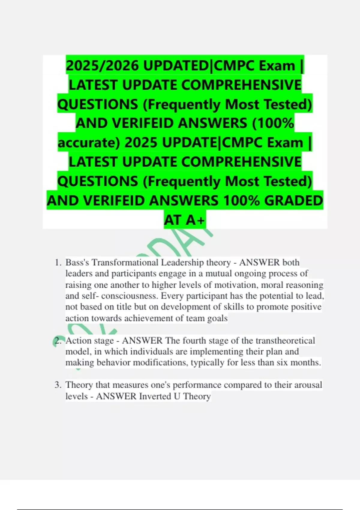 2025/2026 UPDATED|CMPC Exam | LATEST UPDATE COMPREHENSIVE QUESTIONS ...