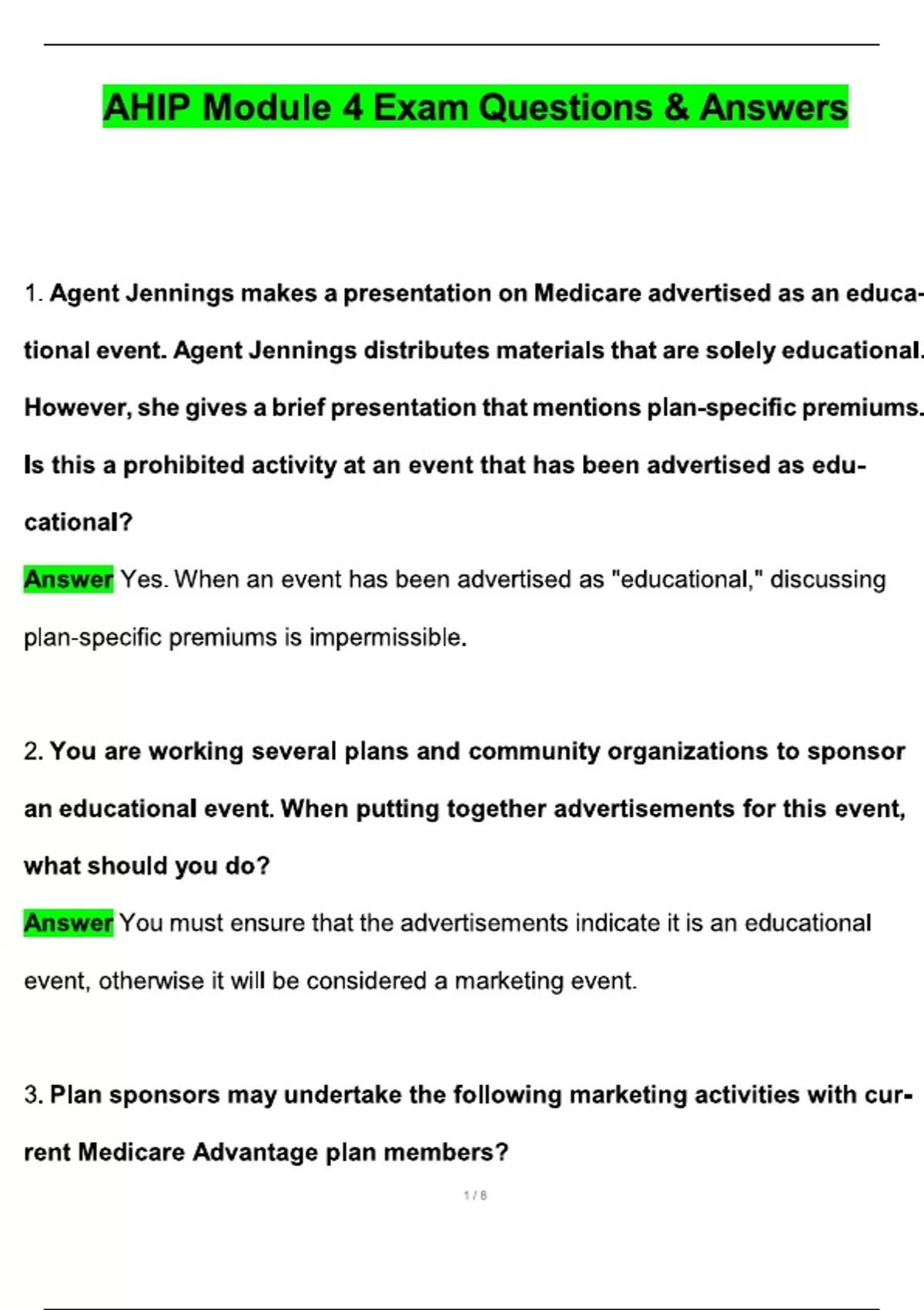 2025 AHIP Module 4 Exam (Latest 2025 / 2026 Update) Questions and ...