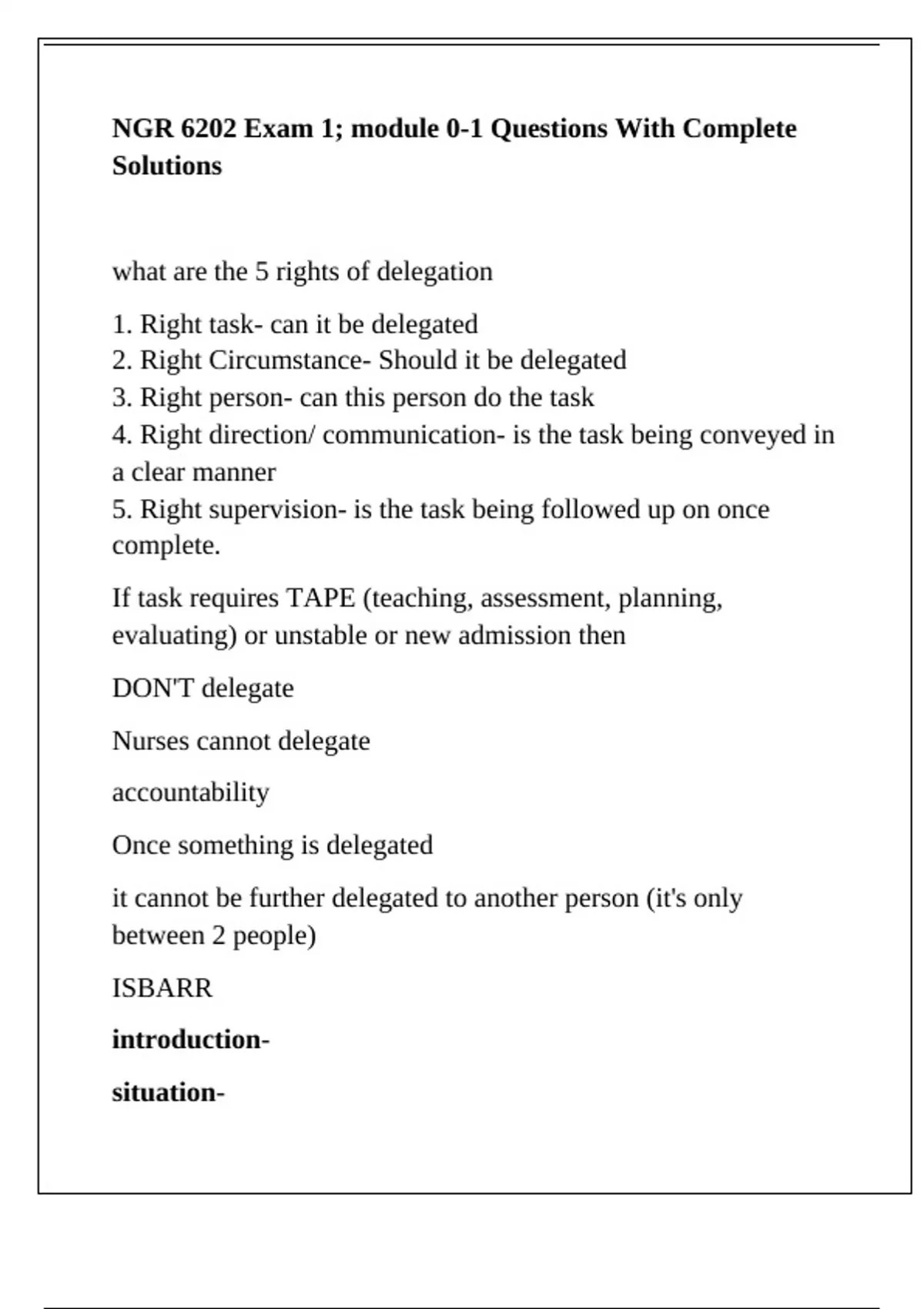 NGR 6202 Exam 1; module 0-1 Questions With Complete Solutions - NGR ...