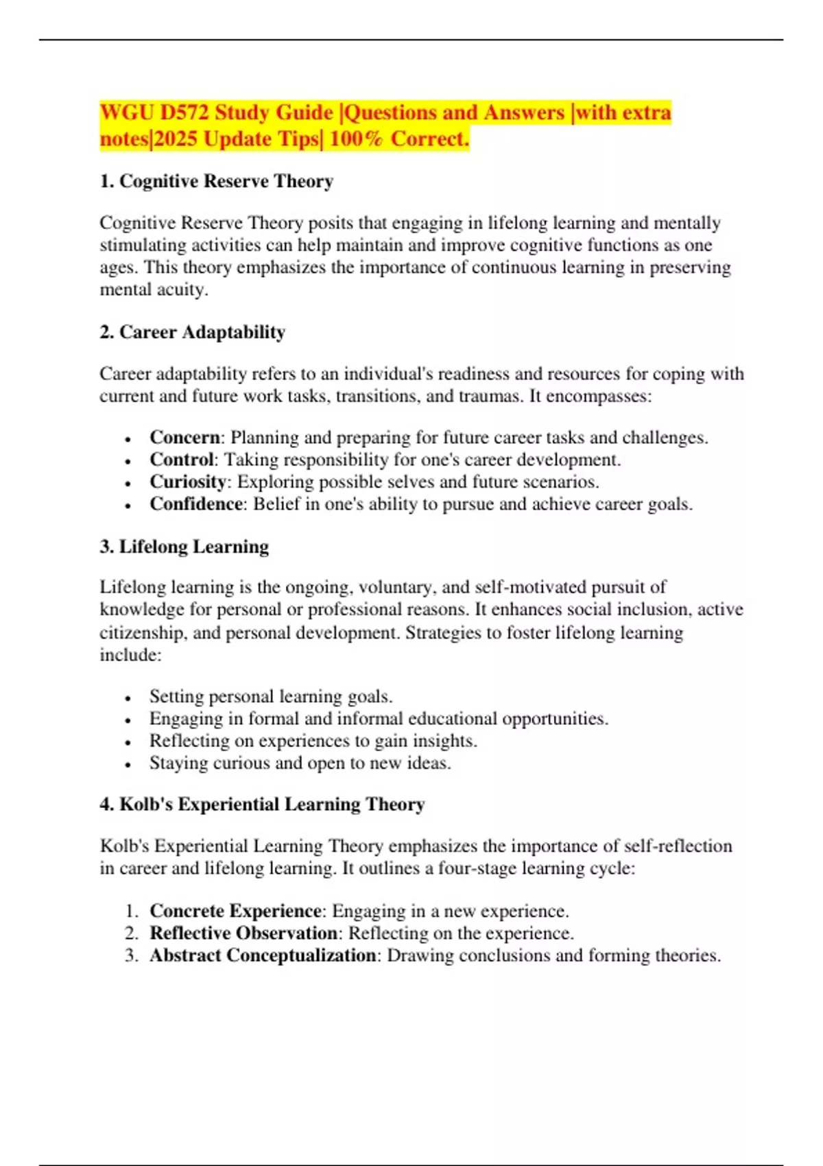 WGU D572 Study Guide |Questions and Answers |with extra notes|2025 ...