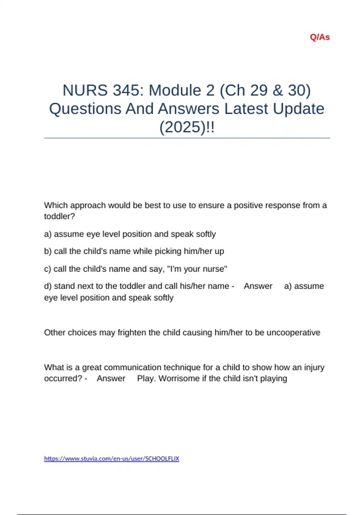 NURS 345 Module 2 (Ch 29 & 30) Questions And Answers Latest Update ...